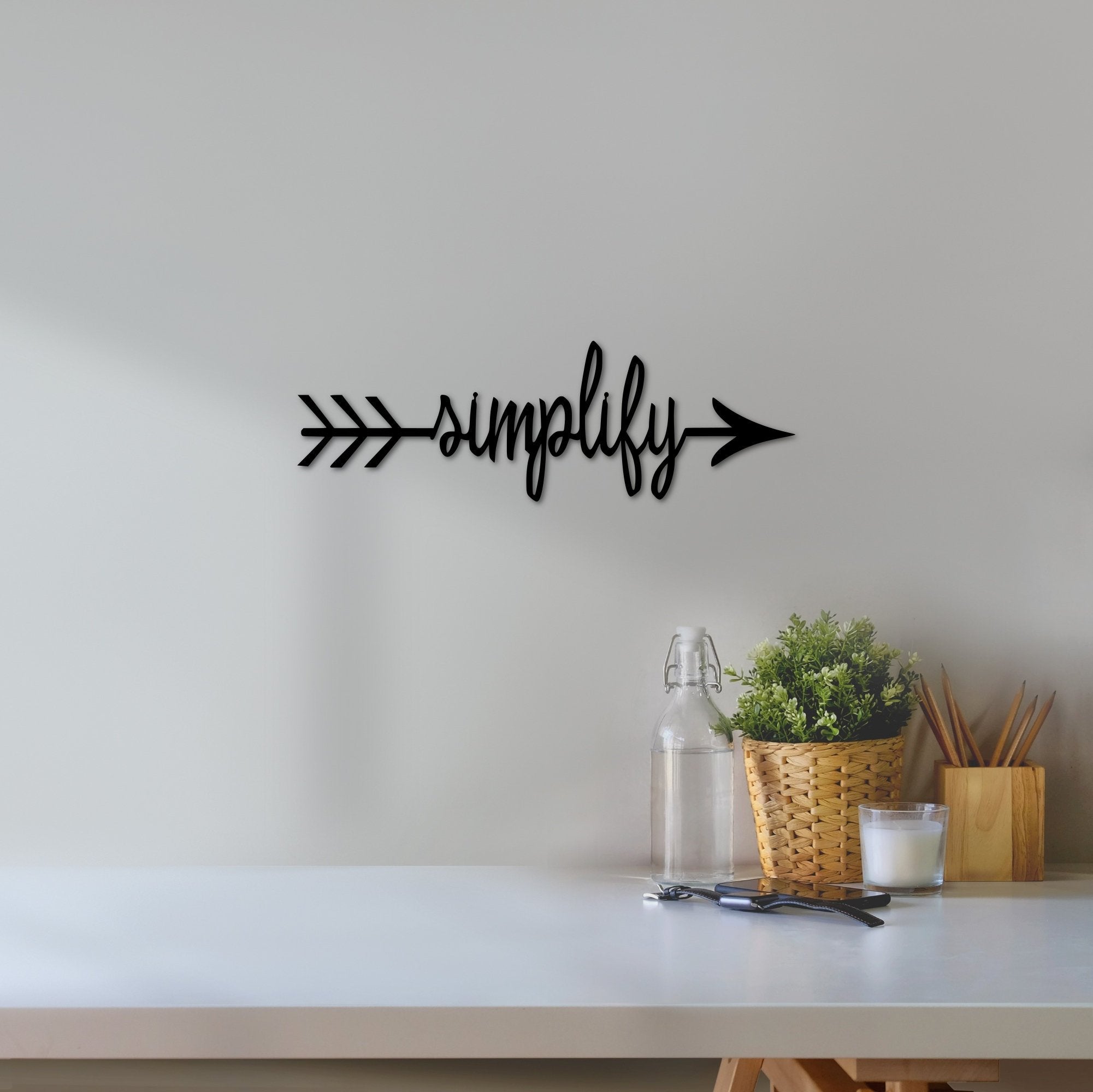 Simplify Arrow Sign, Metal Wall Art, Arrow Decor, Simplify Word Art ...