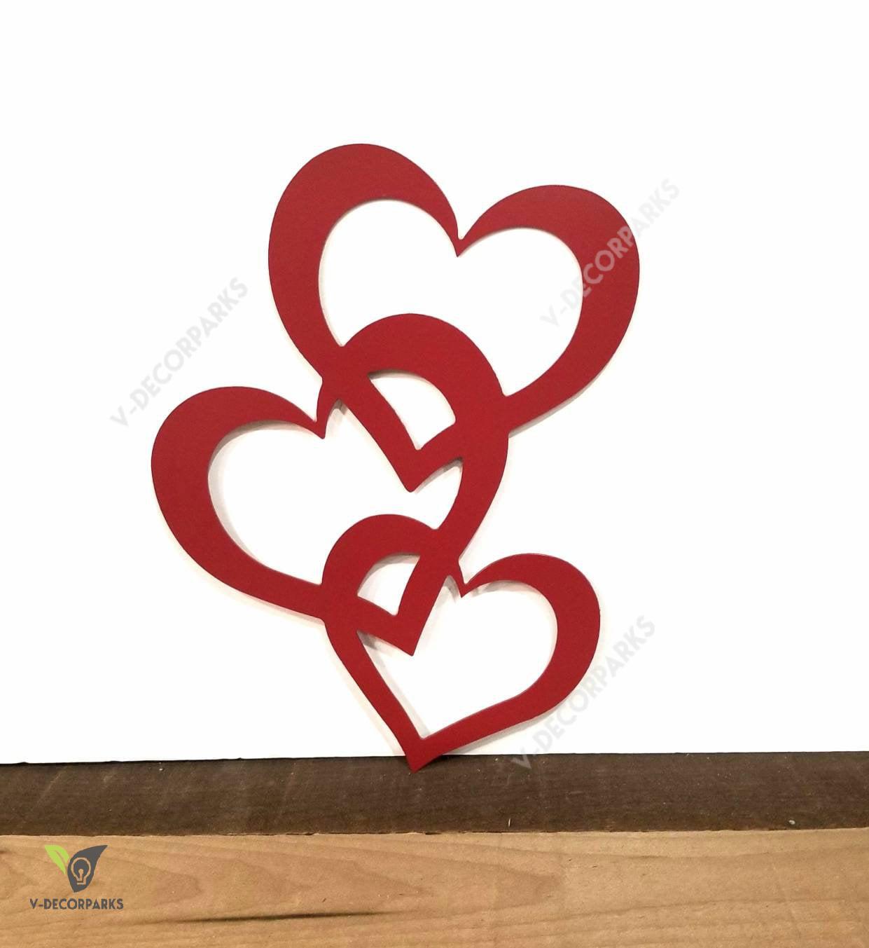 Stacked Hearts Sign, 3 Hearts Wall Decor, Cutout Metal Hearts, Love ...
