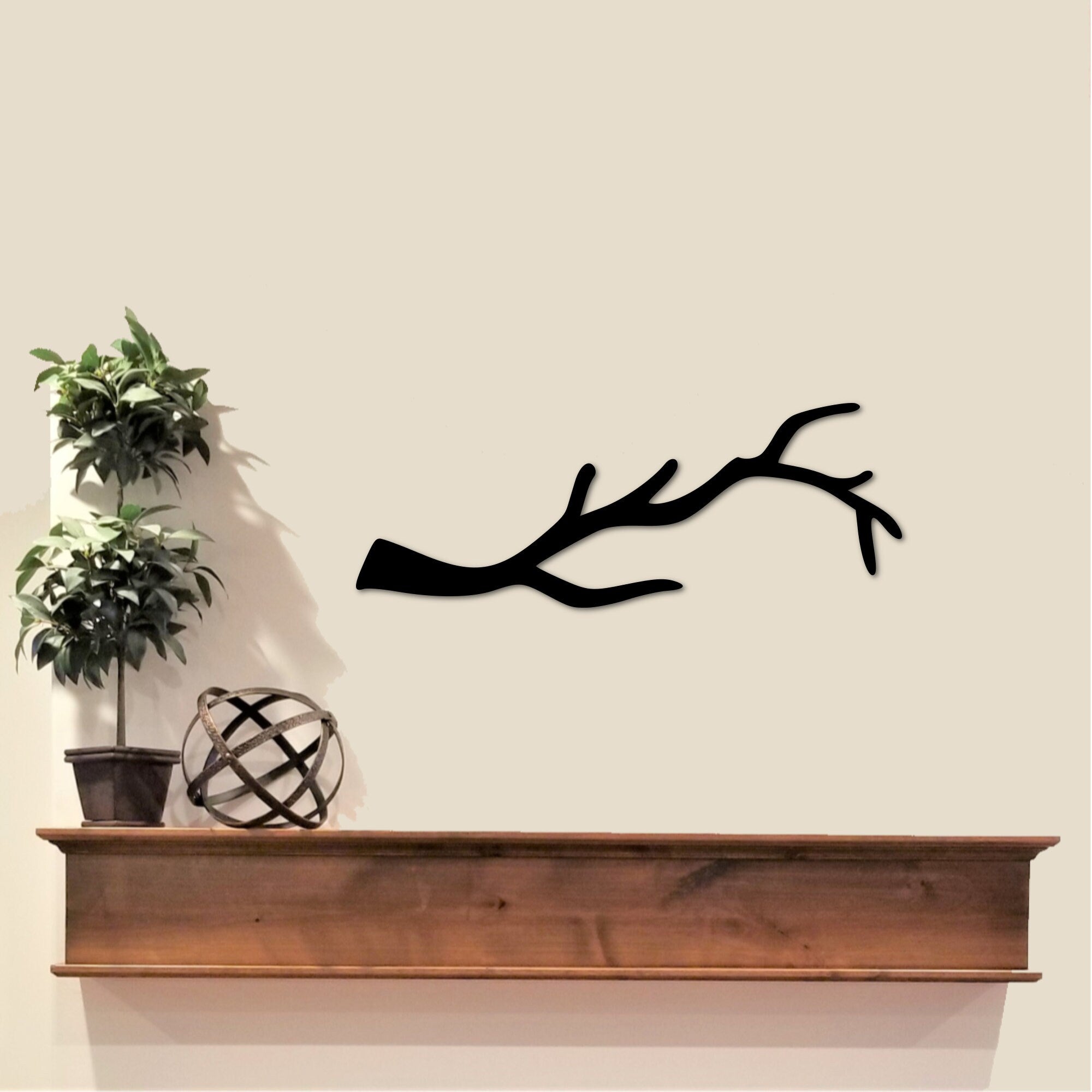 Tree Branch Wall Art, Rustic Decor, Single Tree Branch Metal Wall Decor ...
