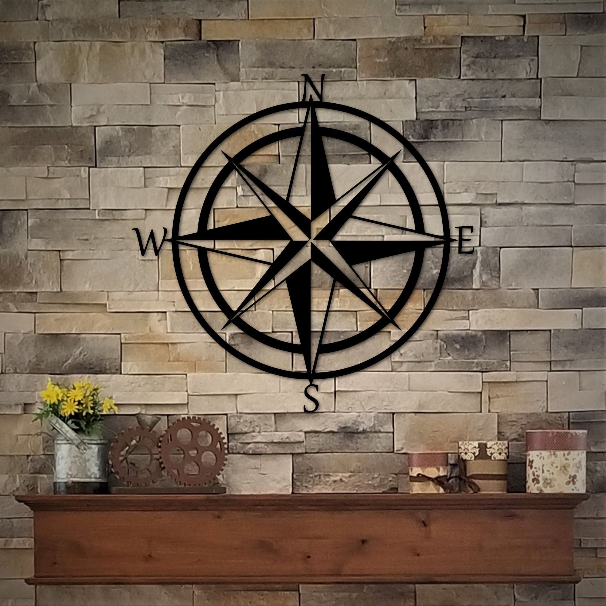 Nautical Compass Rose Metal Wall Art, Compass Metal Sign, Nautical Wall ...