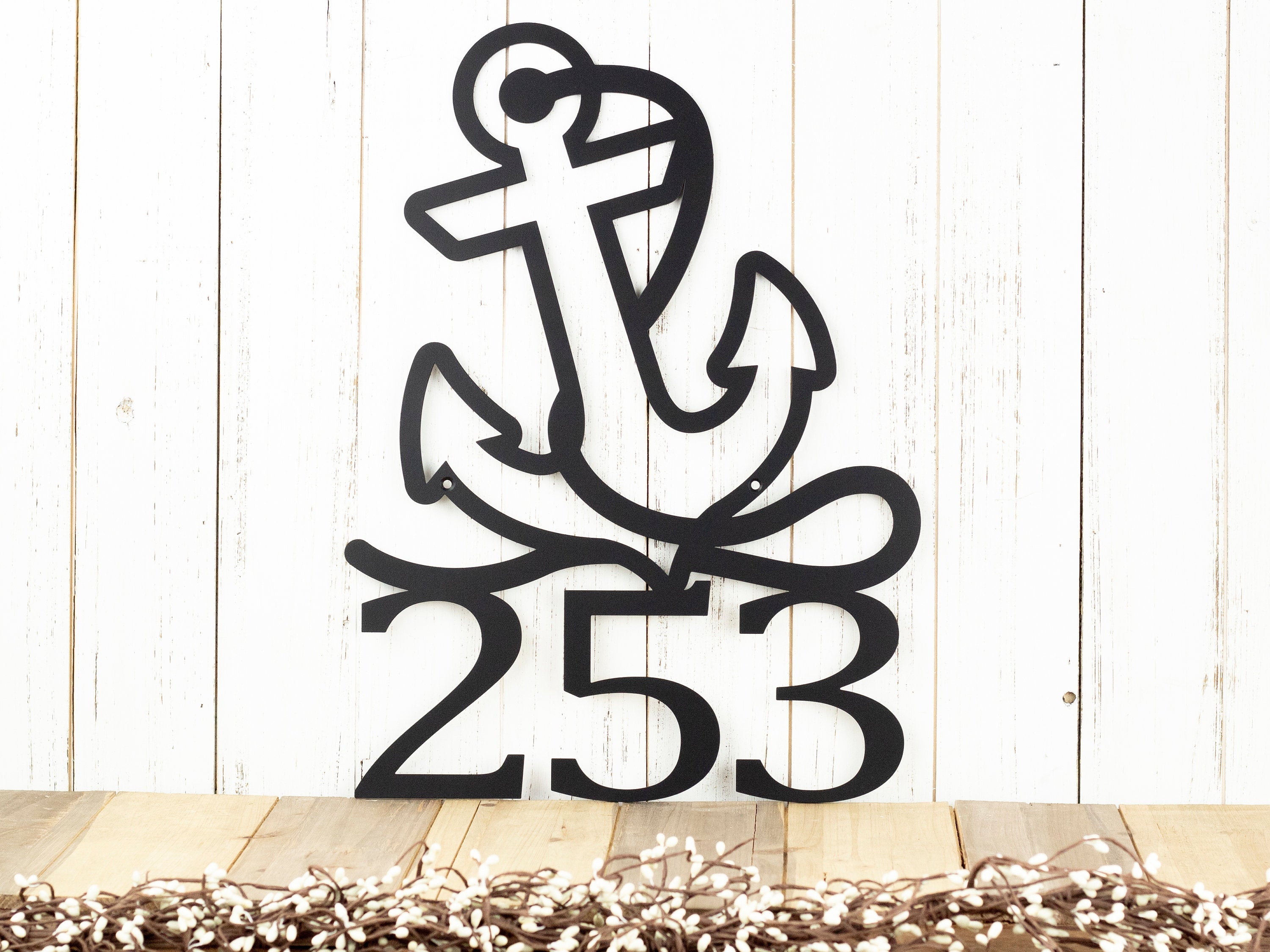 Nautical House Numbers - Metal, Black, Laser Cut, Beach House, House ...