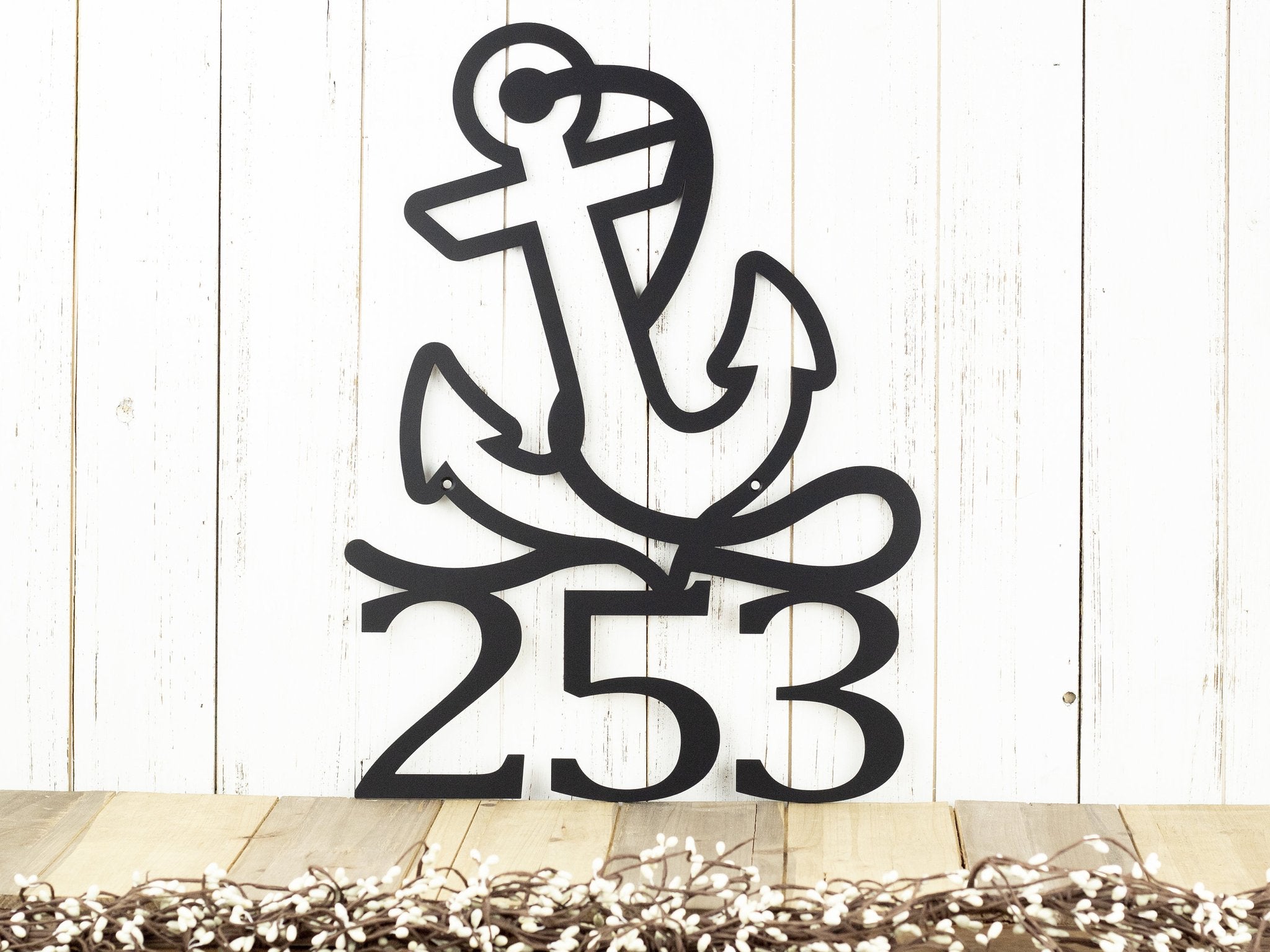Nautical House Numbers - Metal, Black, Laser Cut, Beach House, House ...