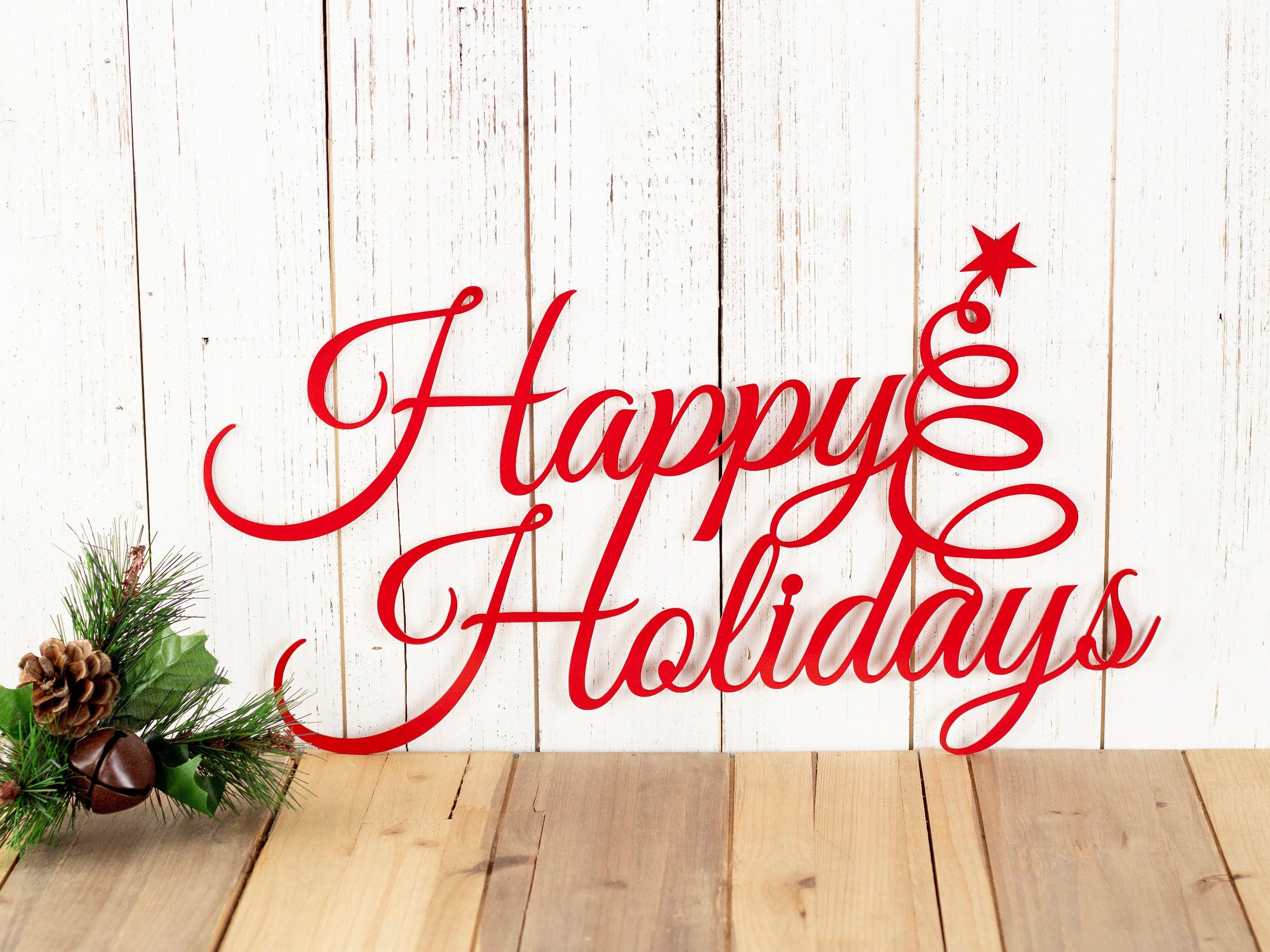 Happy Holidays Christmas Metal Sign, Outdoor Christmas Decor, Farmhouse ...