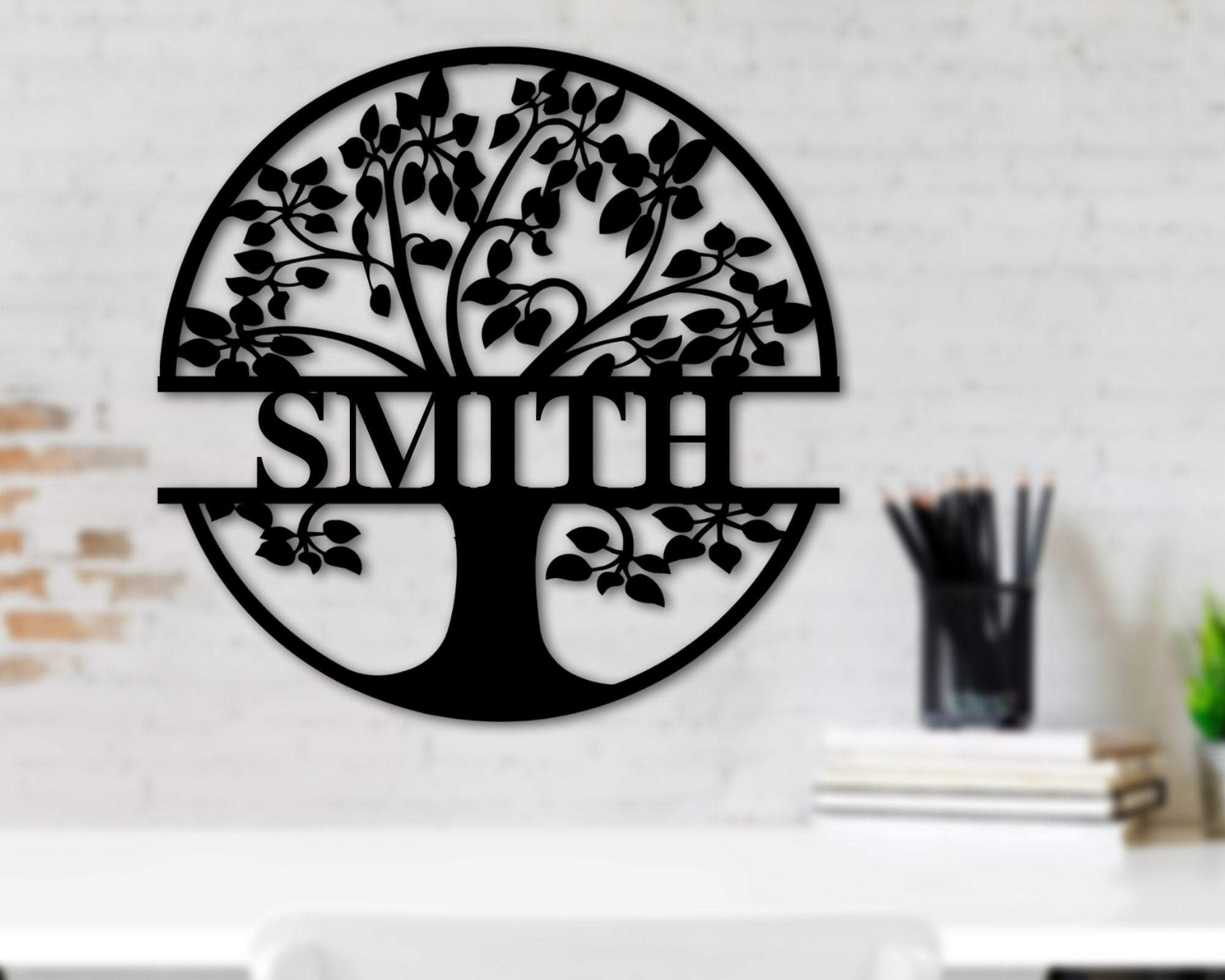 Family Spring Tree Last Name Custom Metal Sign | Nalaprint