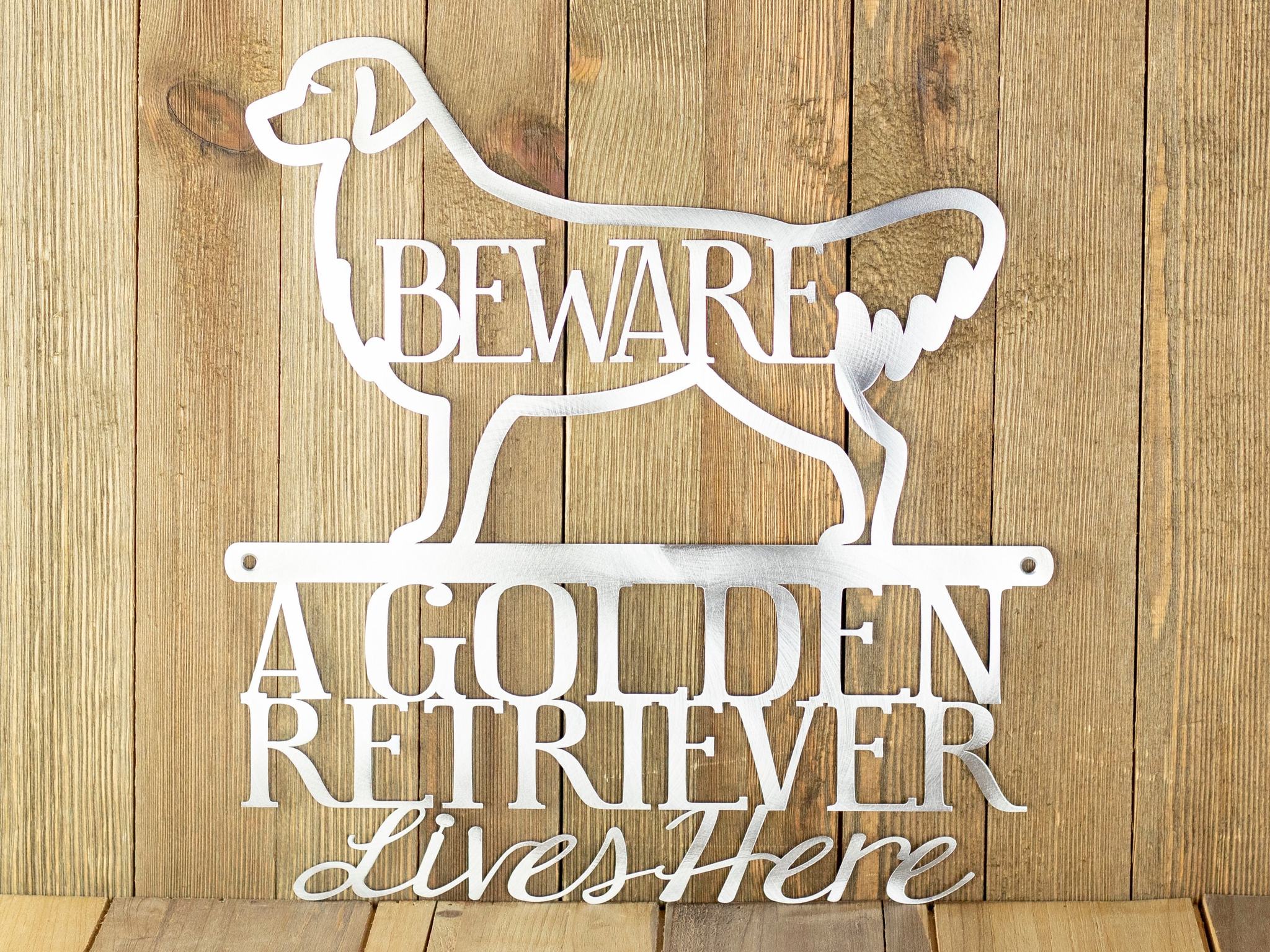 Metal Laser Cut Sign - Golden Retriever Gifts - Beware Of Dog Sign ...