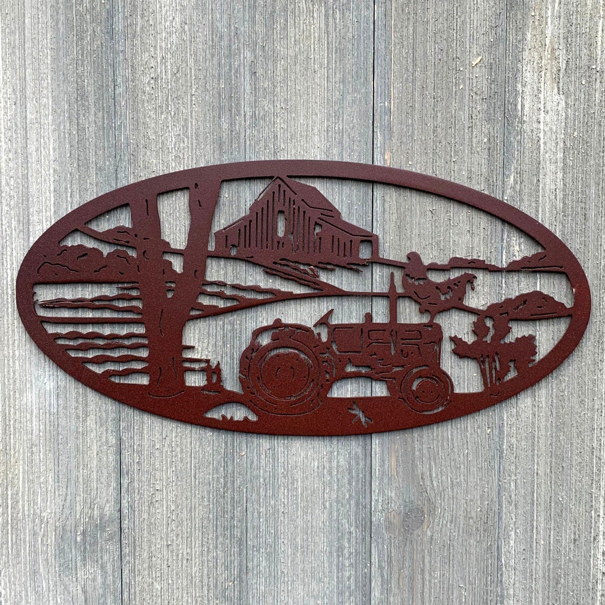 Farm Scene Metal Sign Cutout, Cut Metal Sign, Wall Metal Art | Nalaprint