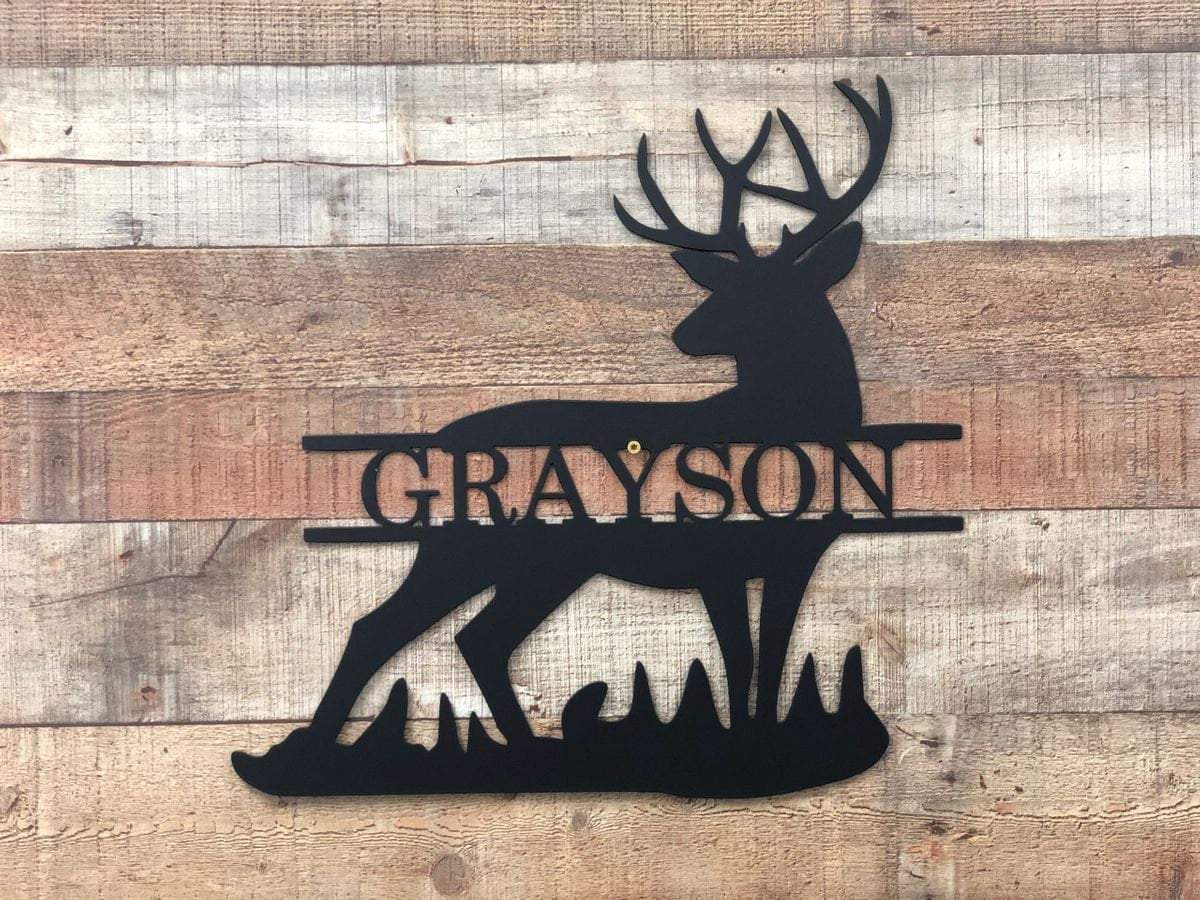 Whitetail Deer Monogram Cut Metal Sign, Wall Decor Metal Sign, Home ...