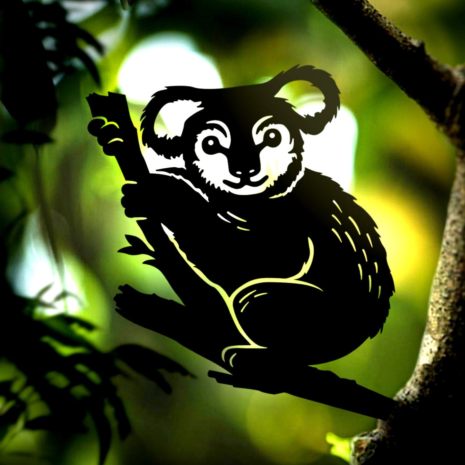 Metal Koala Bear On A Branch Steel Cutout - Rustic Outdoor Home ...