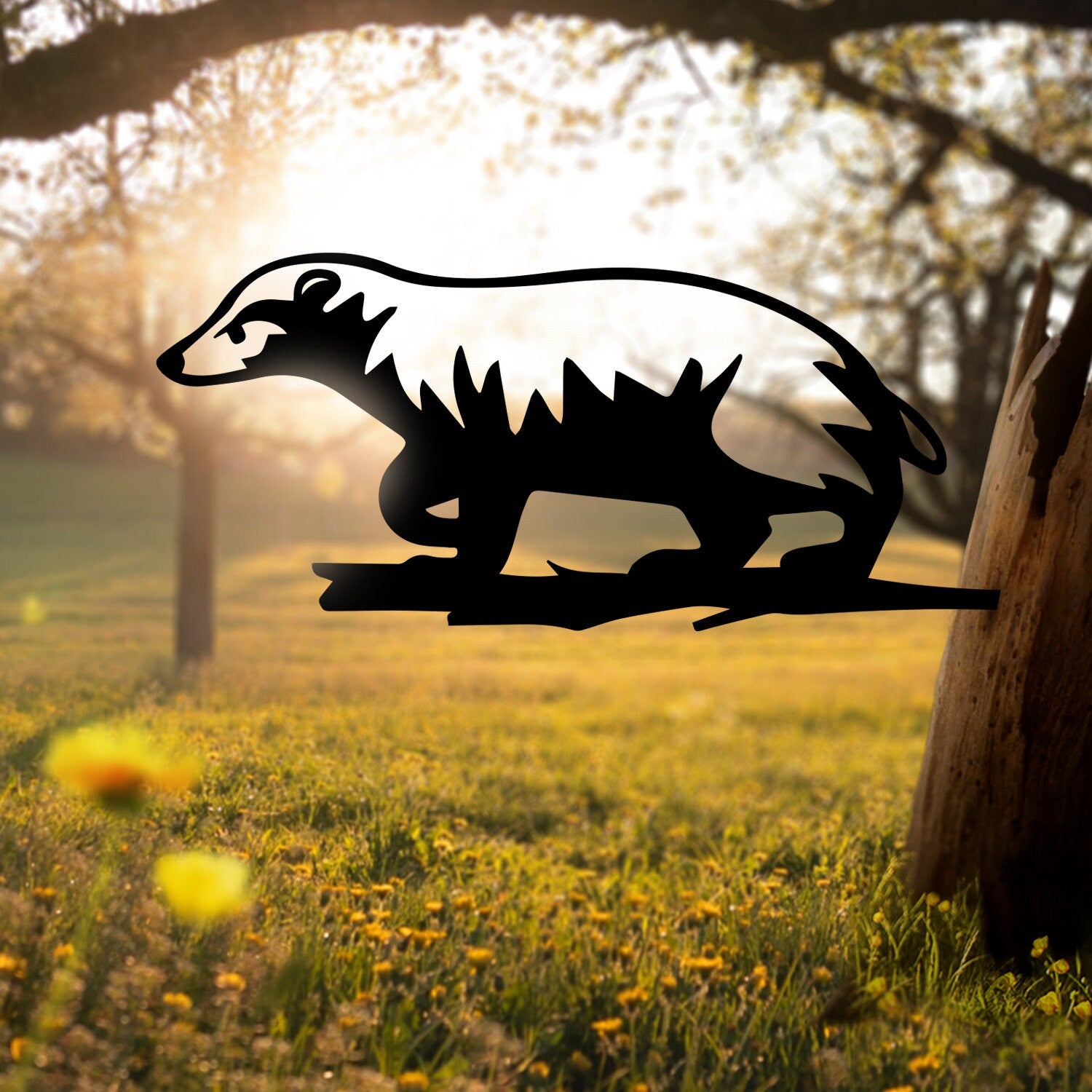 Metal Badger On A Branch Silhouette - Usa Steel Sign Cutout - Rustic ...