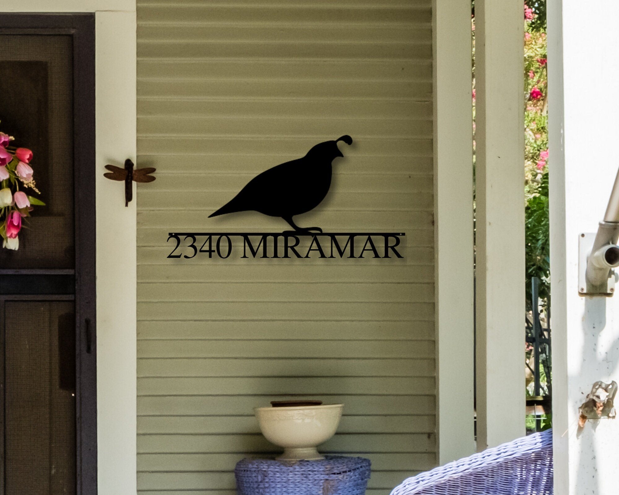 Bird Sign, Bird Address Sign, Quail Sign, Metal Address Sign, House ...