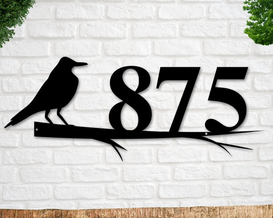 Crow Sign, Crow Address Sign, Bird House Numbers Custom Family Name ...