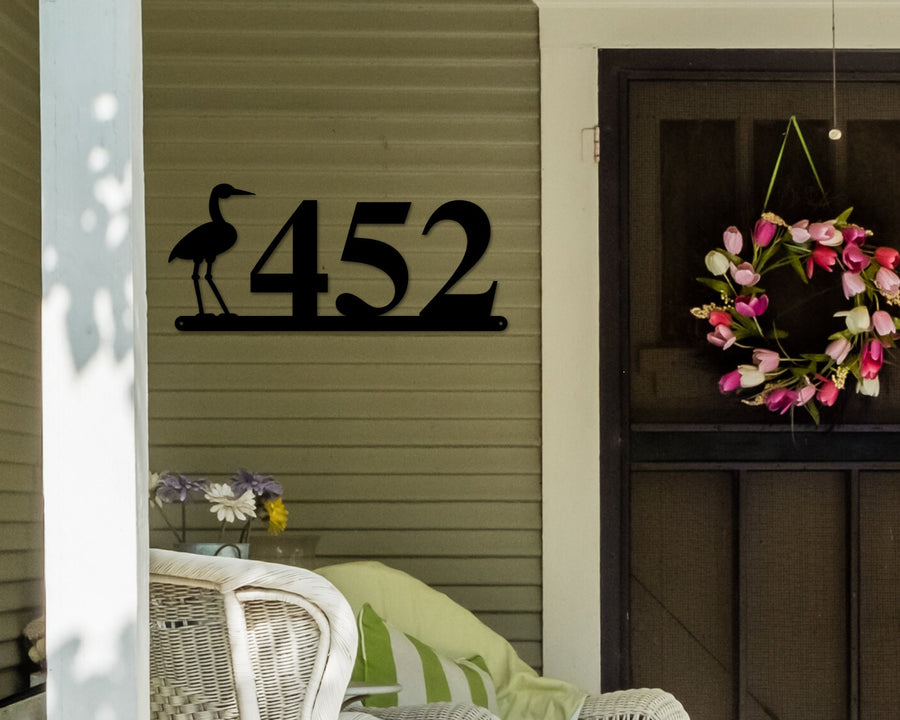 Crane Sign, Crane Address Sign, Bird House Numbers Custom Family Name ...