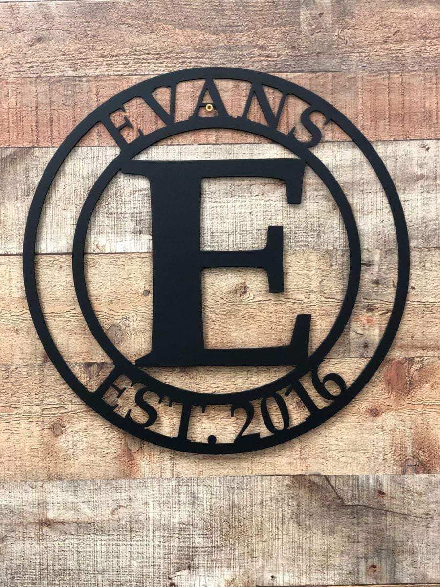 Circle Monogram Cut Metal Sign, Wall Decor Metal Sign, Home Decor Metal ...