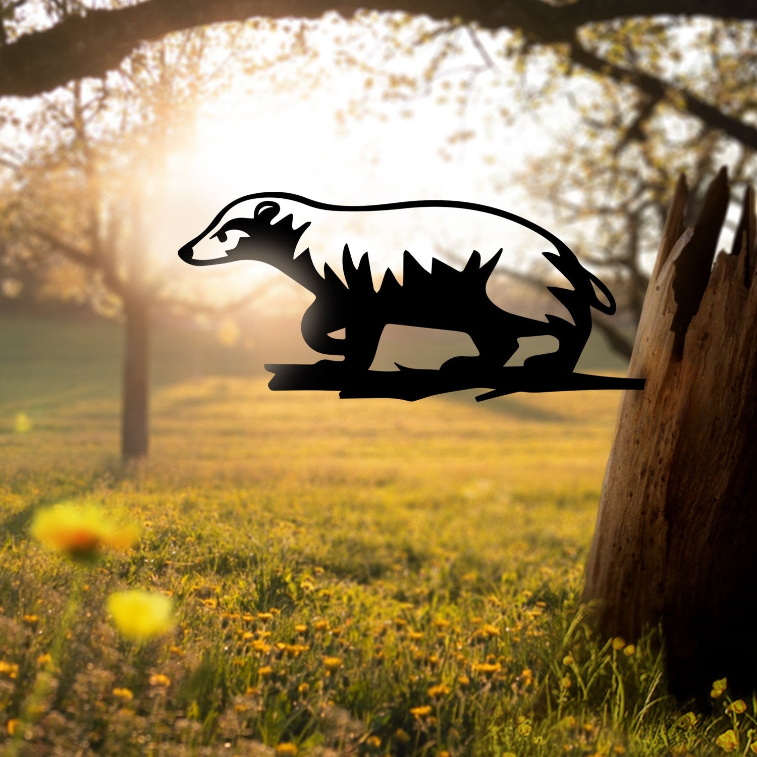 Metal Badger On A Branch Silhouette - Usa Steel Sign Cutout - Rustic ...