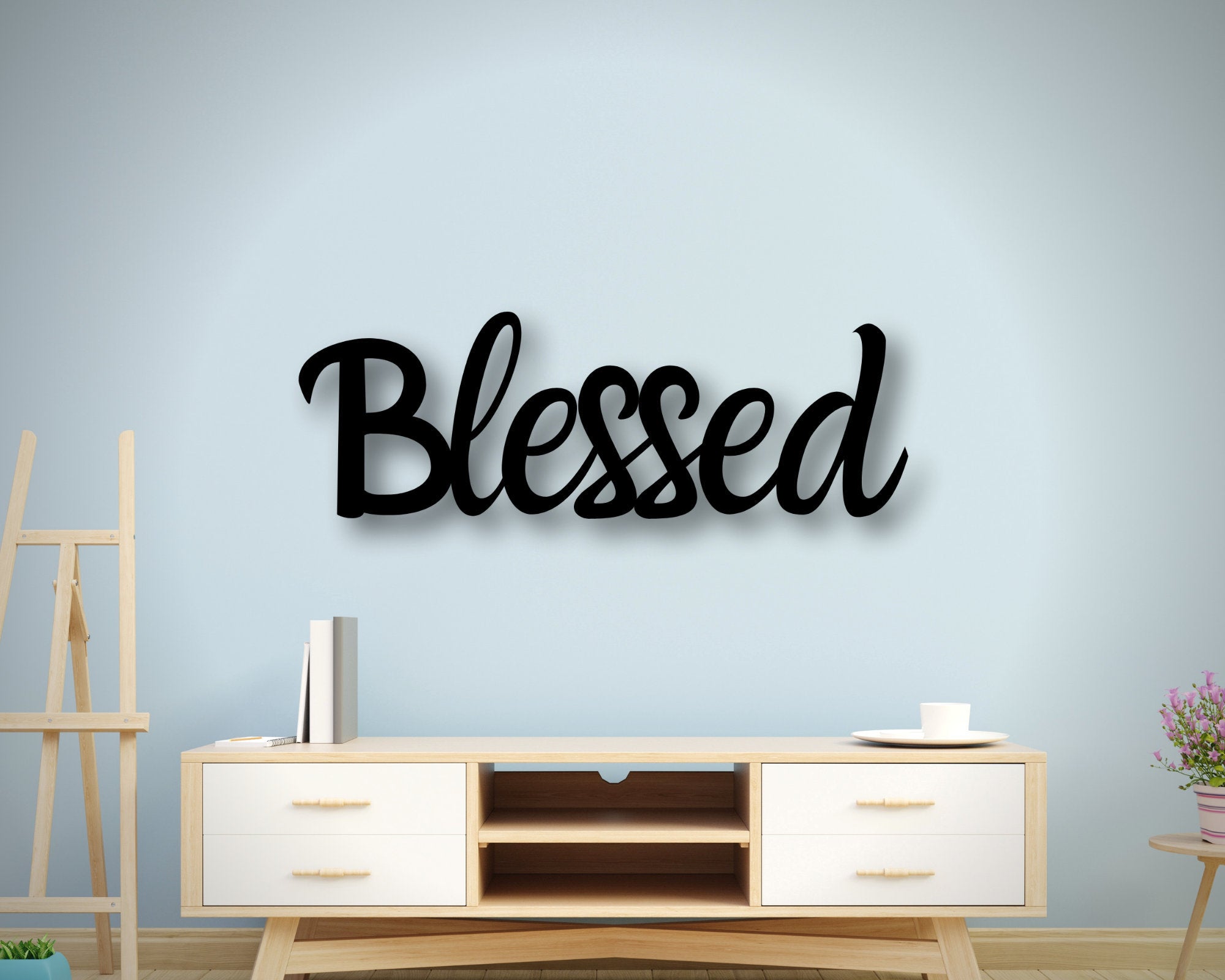 Blessed Metal Wall Art In Script, Blessed Metal Wall Art, Blessed Sign ...
