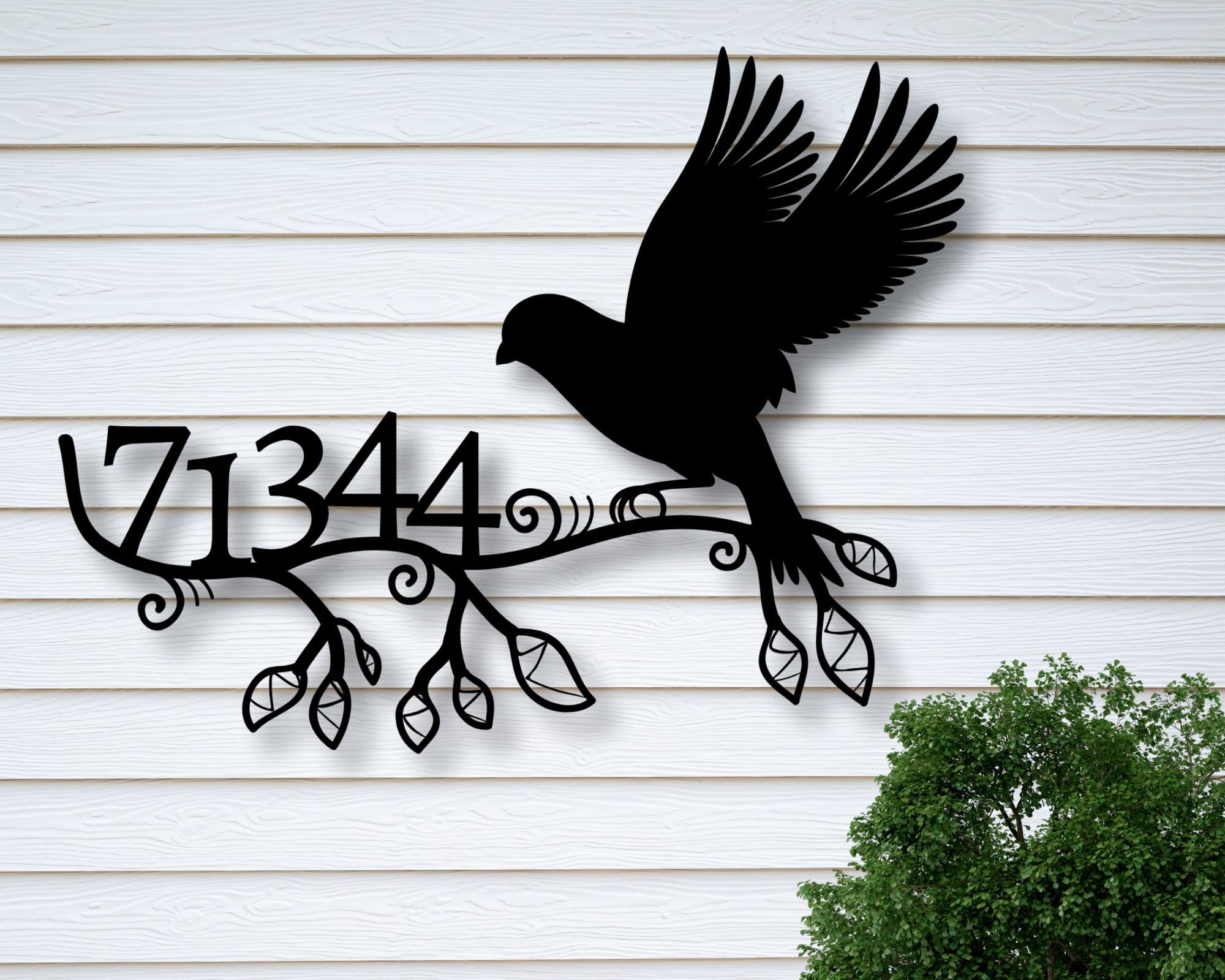 Bird House Numbers, Branch Address Sign, Metal House Numbers, Address ...