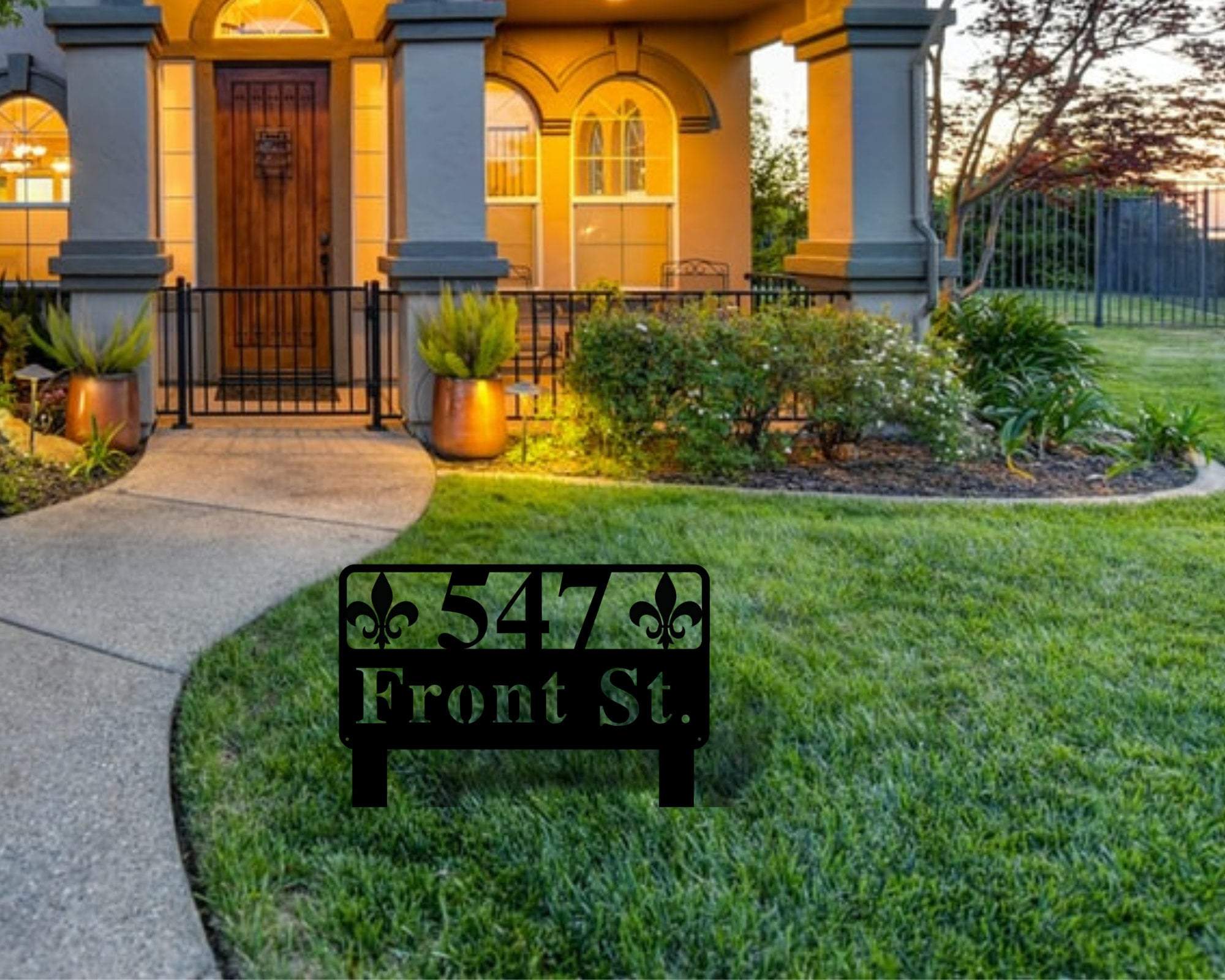 Custom Metal Address Sign, Front Lawn Address Sign, Metal Address Sign ...