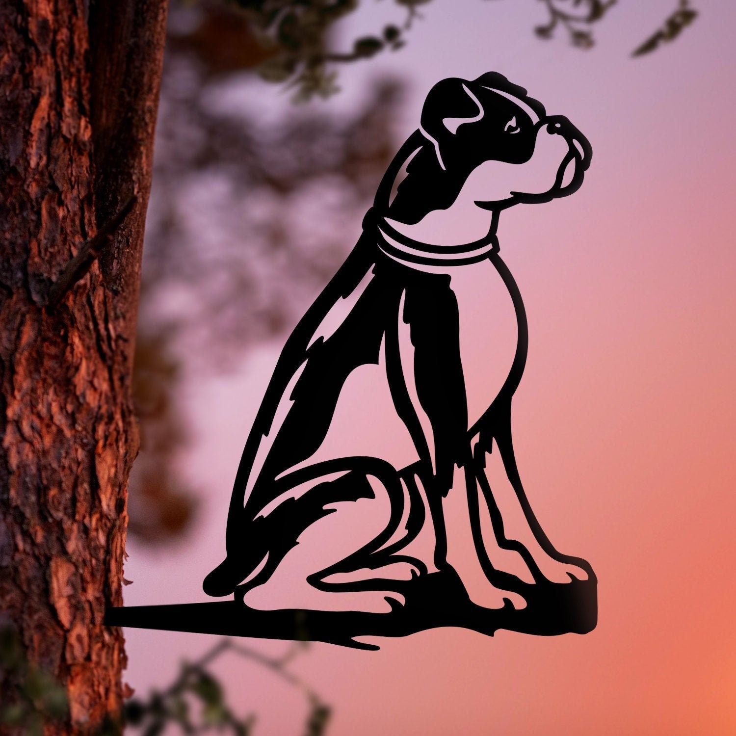 Metal Boxer Silhouette Puppy Love - Usa Steel Dog Sign Cutout - Rustic ...