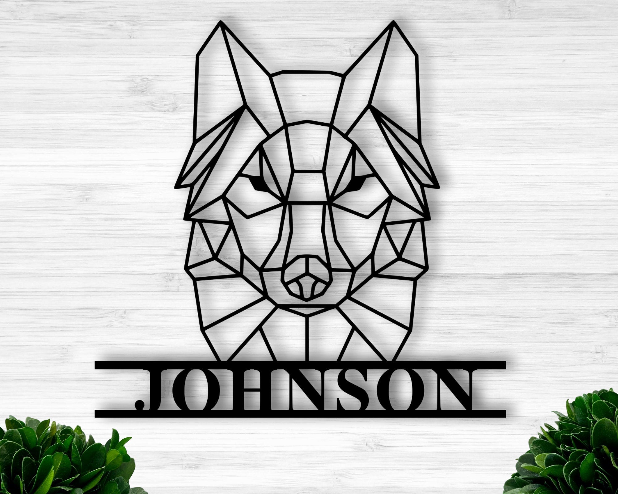 Personalized Geometric Wolf Sign, Custom Wolf Head Sign, Personalized ...