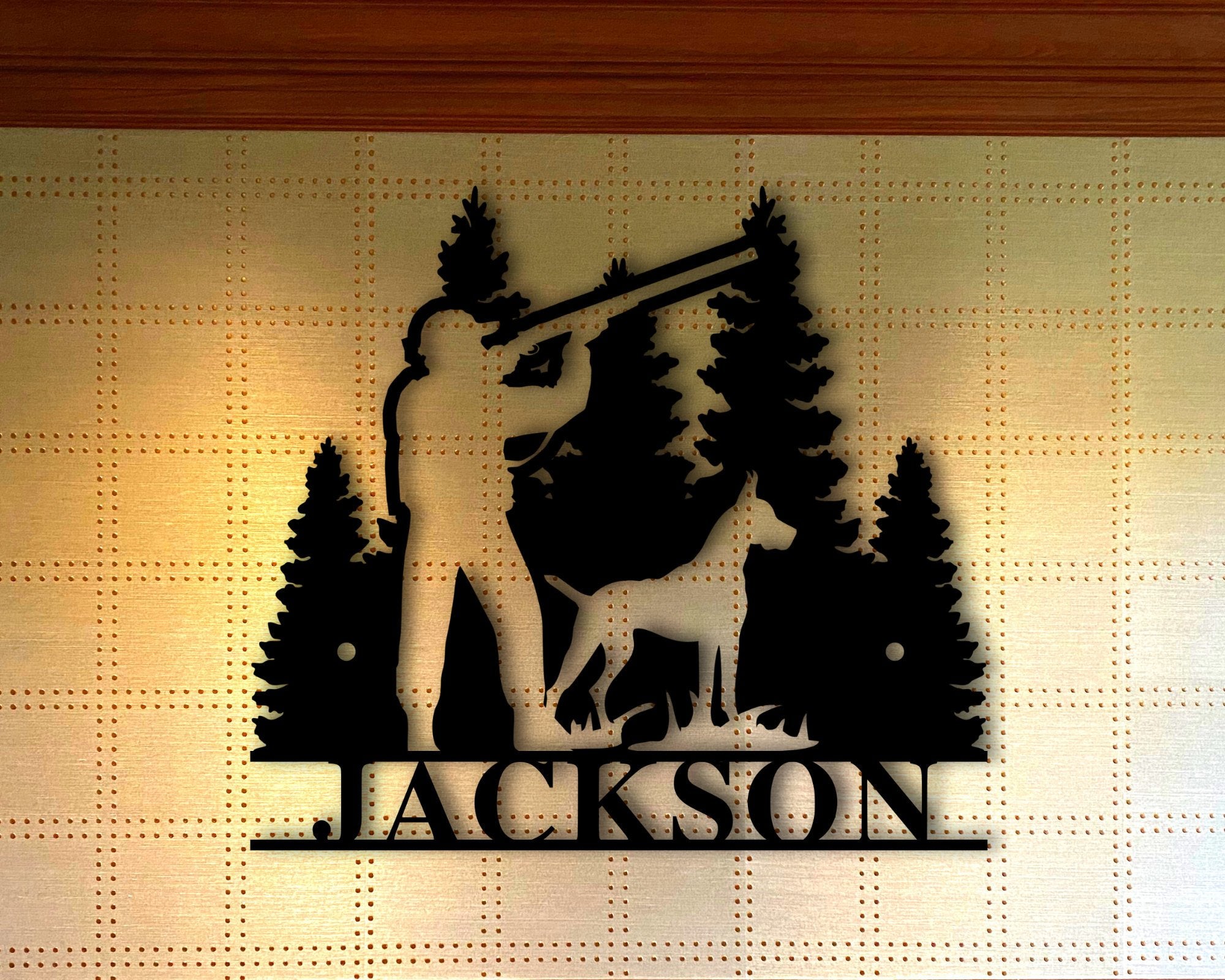 Custom Hunter Sign, Personalized Outdoor Sign, Man And Dog Wilderness ...