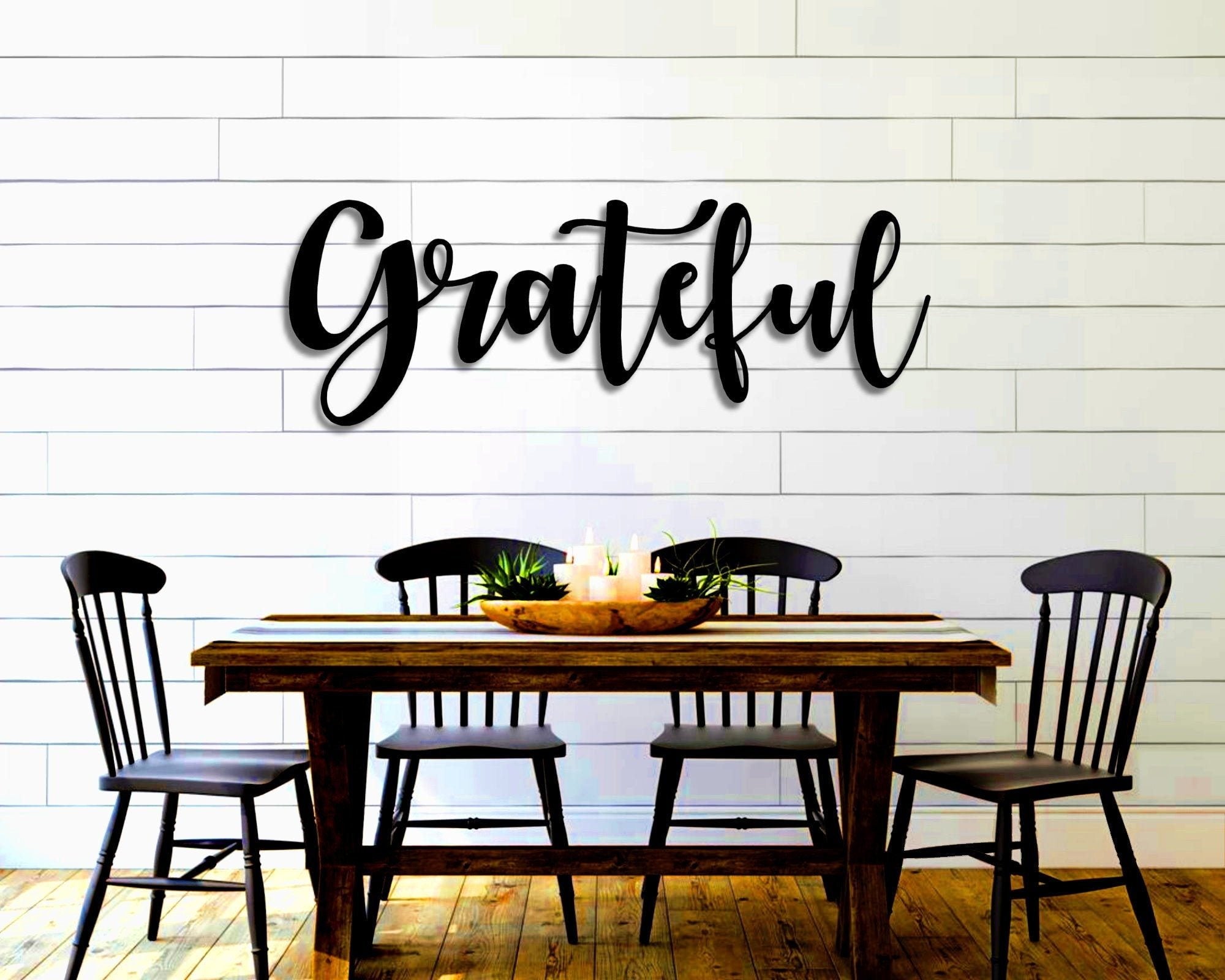 Grateful Script Metal Word Sign, Rustic Metal Grateful Sign, Farmhouse ...