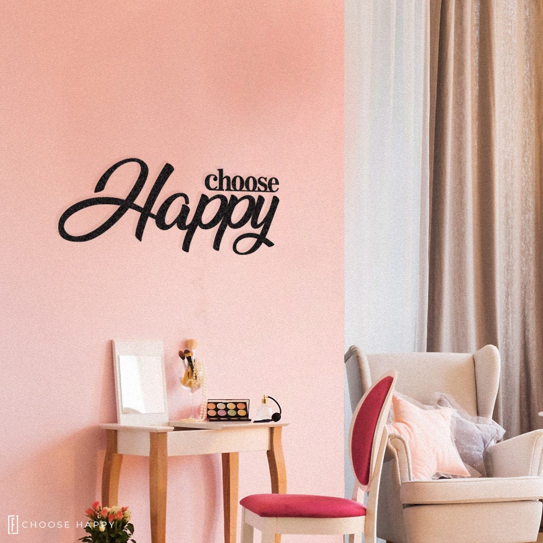 Choose Happy Metal Wall Art, Metal Motto Wall Art, Choose Happy Metal ...