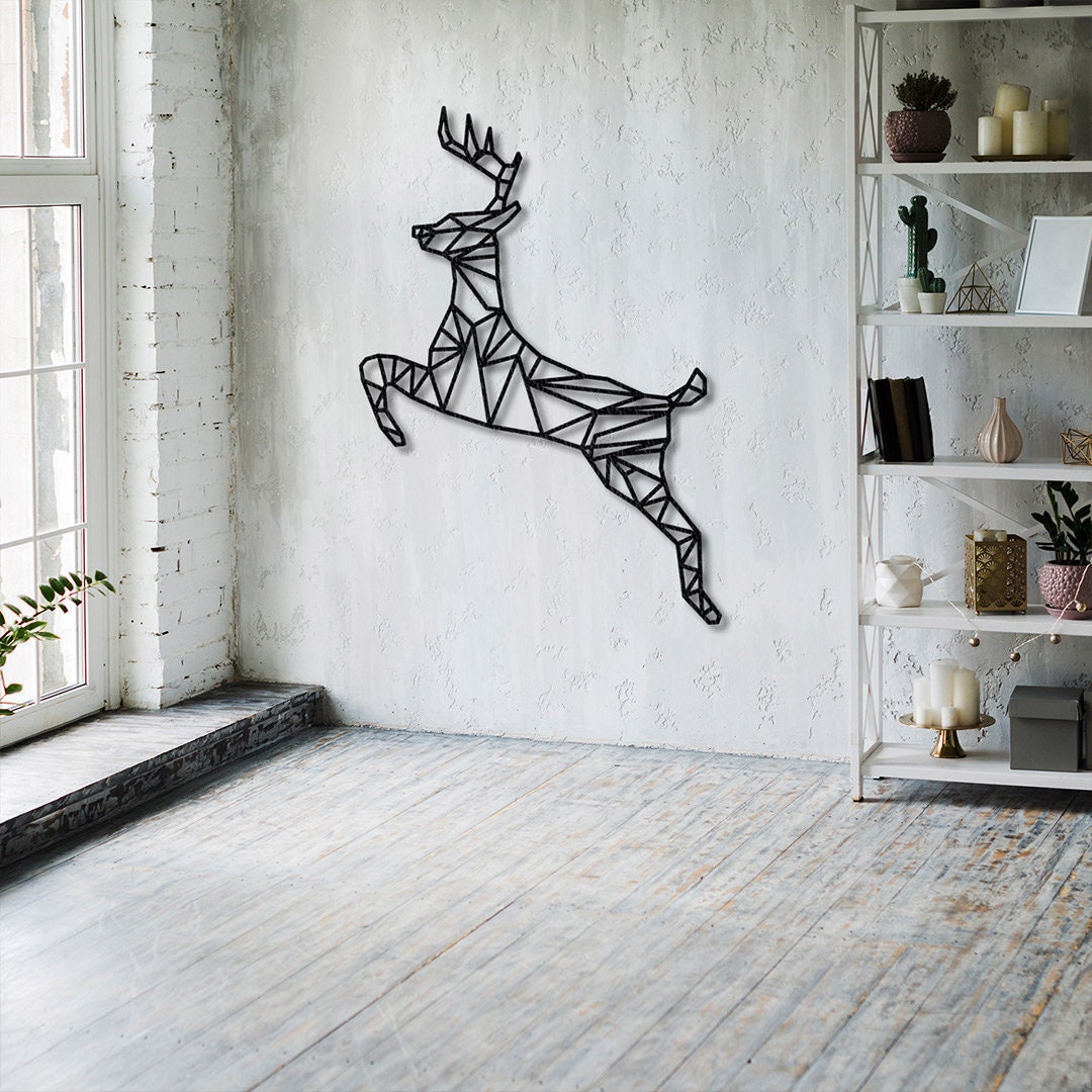 Metal Deer Wall Art, Deer Metal Wall Art, Running Deer Decor, Deer Wall ...