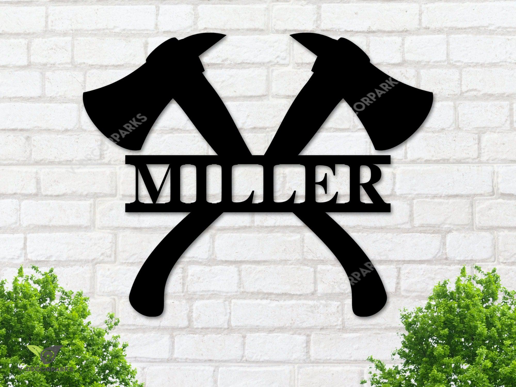 Firefighter Metal Hatchet Sign, Hatchet Monogram Sign, Metal Fire ...