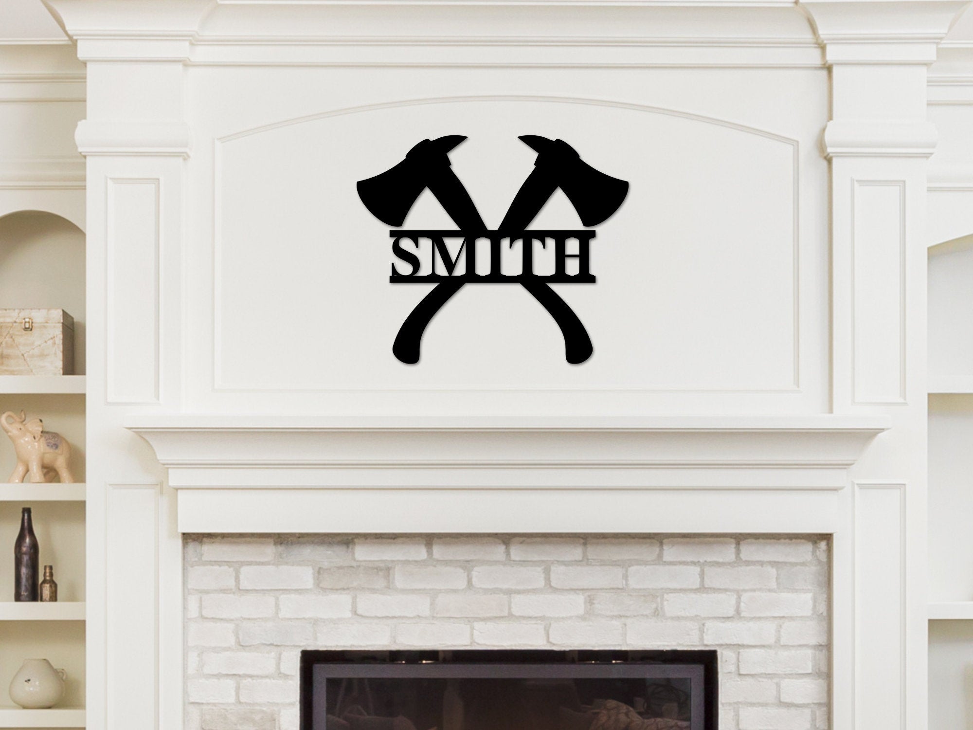 Firefighter Metal Hatchet Sign, Hatchet Monogram Sign, Metal Fire ...