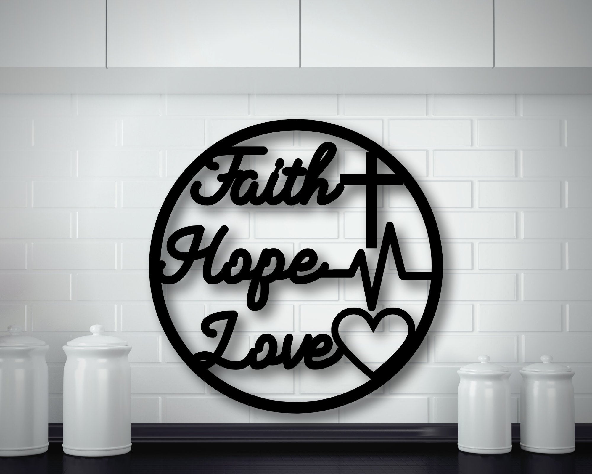 Metal Faith Hope Love Sign, Metal Faith Hope Love Wall Art, Metal Love ...