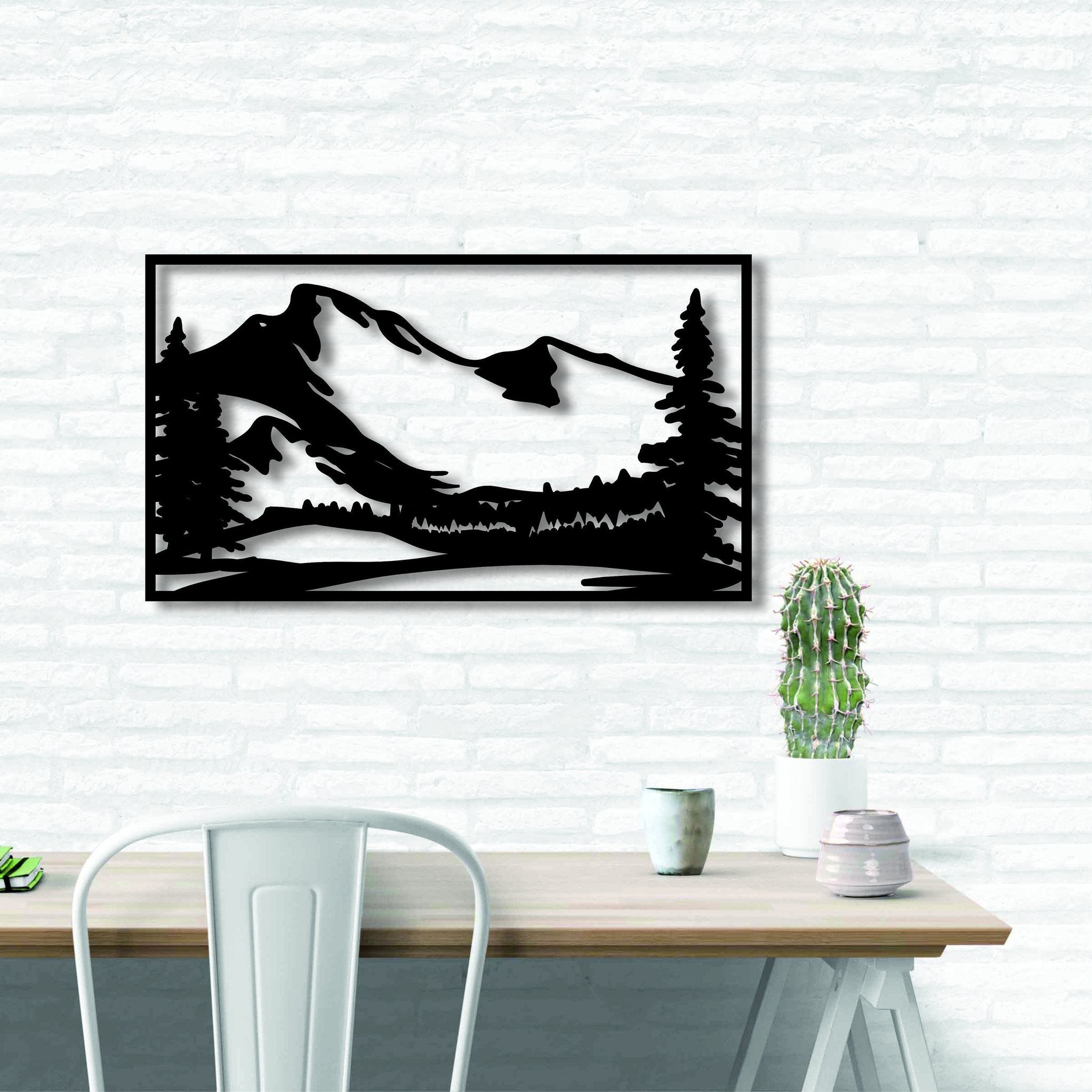Metal Wall Art Mountains Metal Wall Decor, Wall Hanging, Large Metal ...