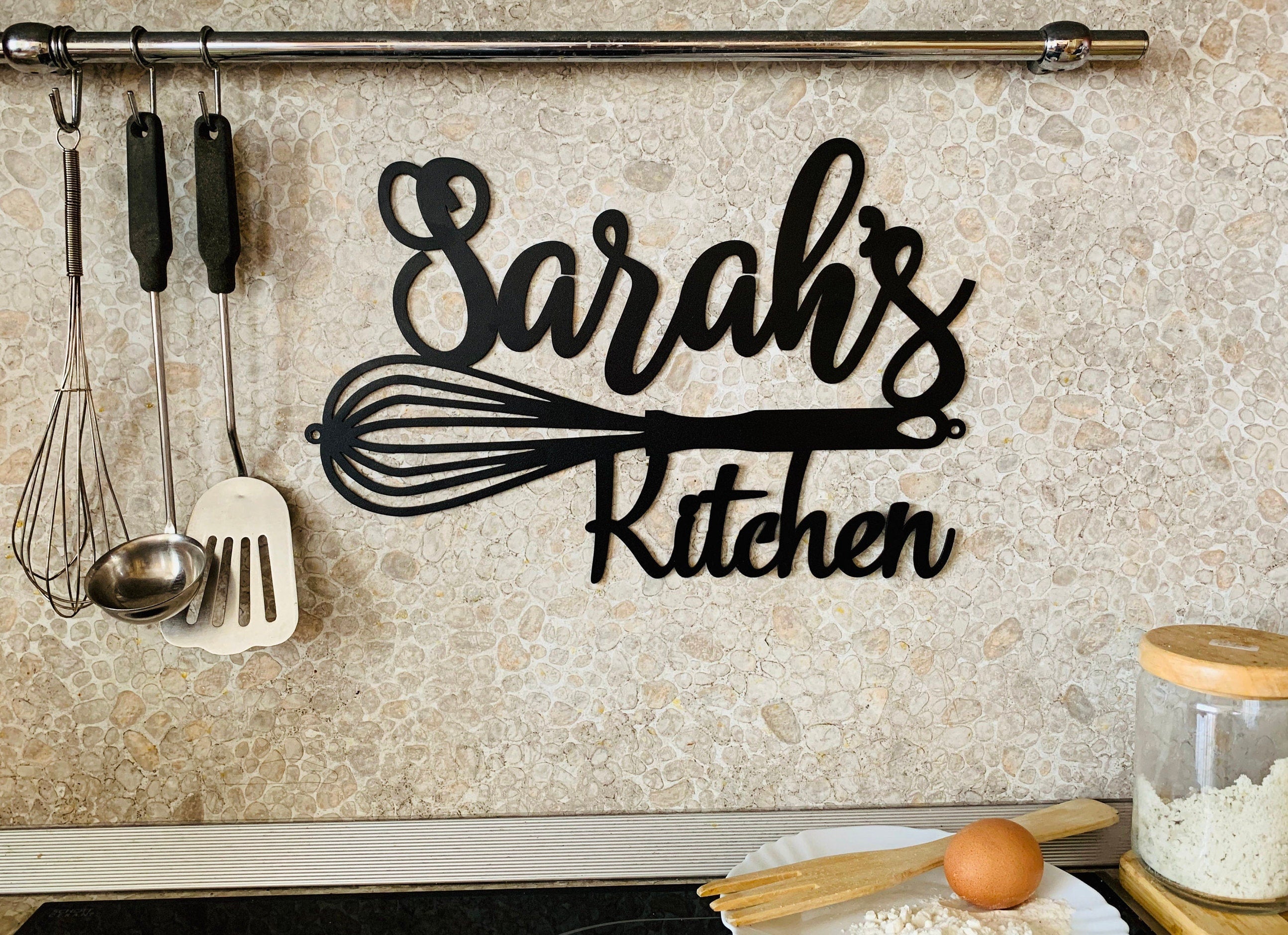 Custom Kitchen Name Sign Personalized Metal Indoor Sign For Kitchen ...