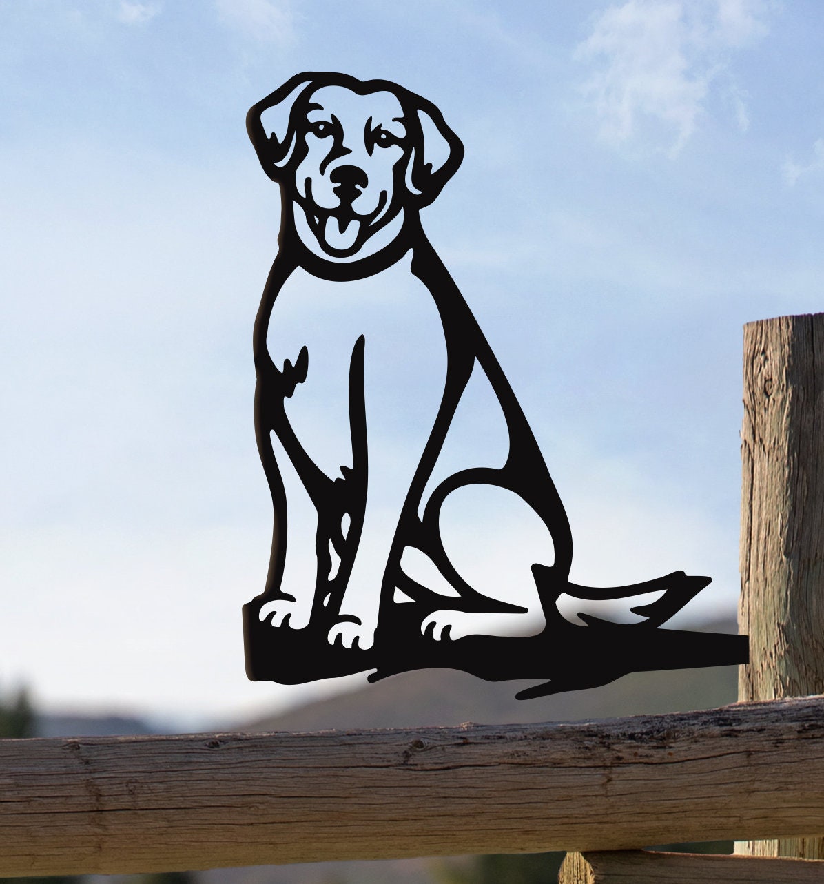 Metal Labrador Silhouette Puppy - Usa Steel Dog Sign Cutout - Rustic ...