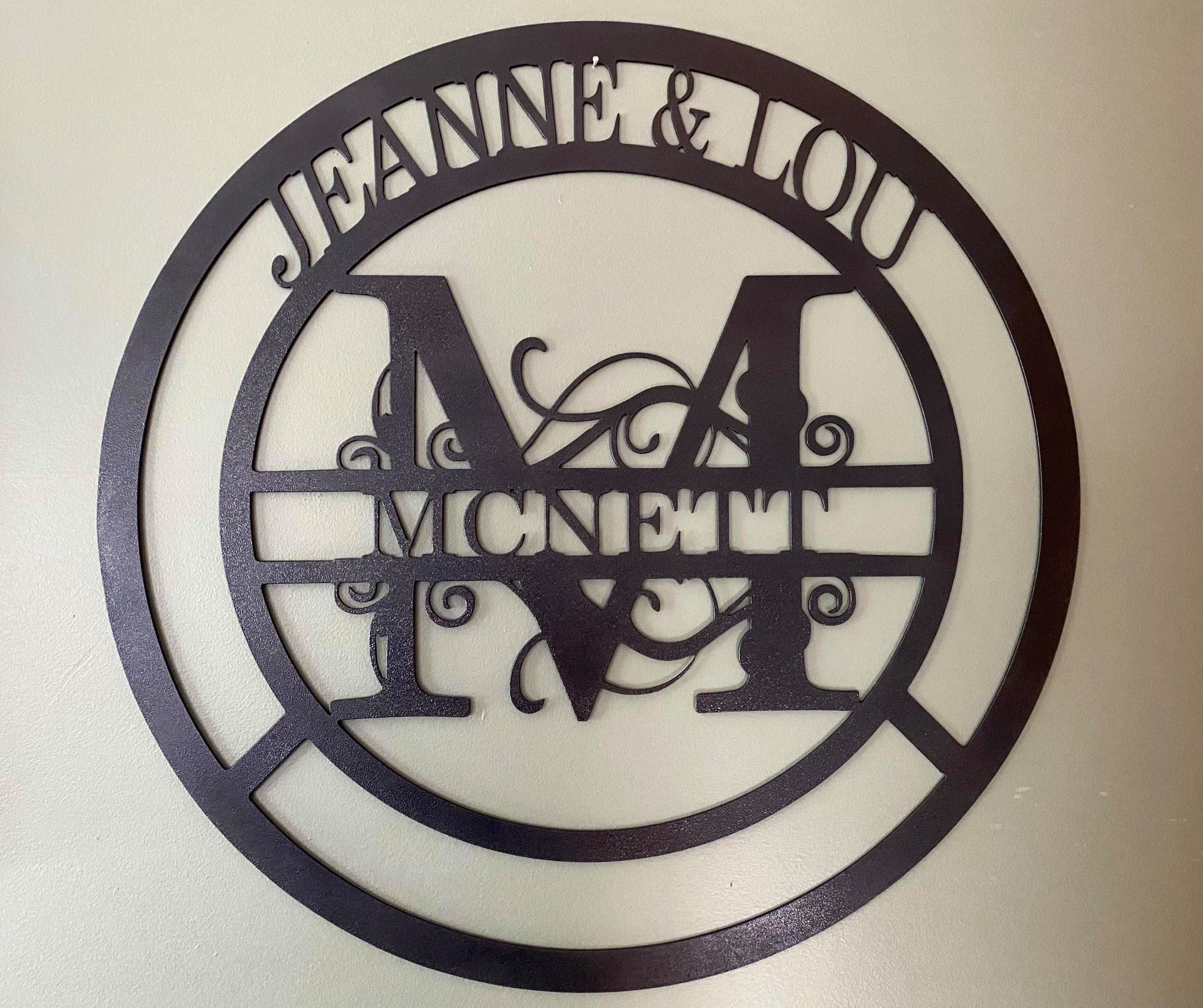 Round Personalized Metal Monogram Sign - Family Name Sign - Outdoor ...