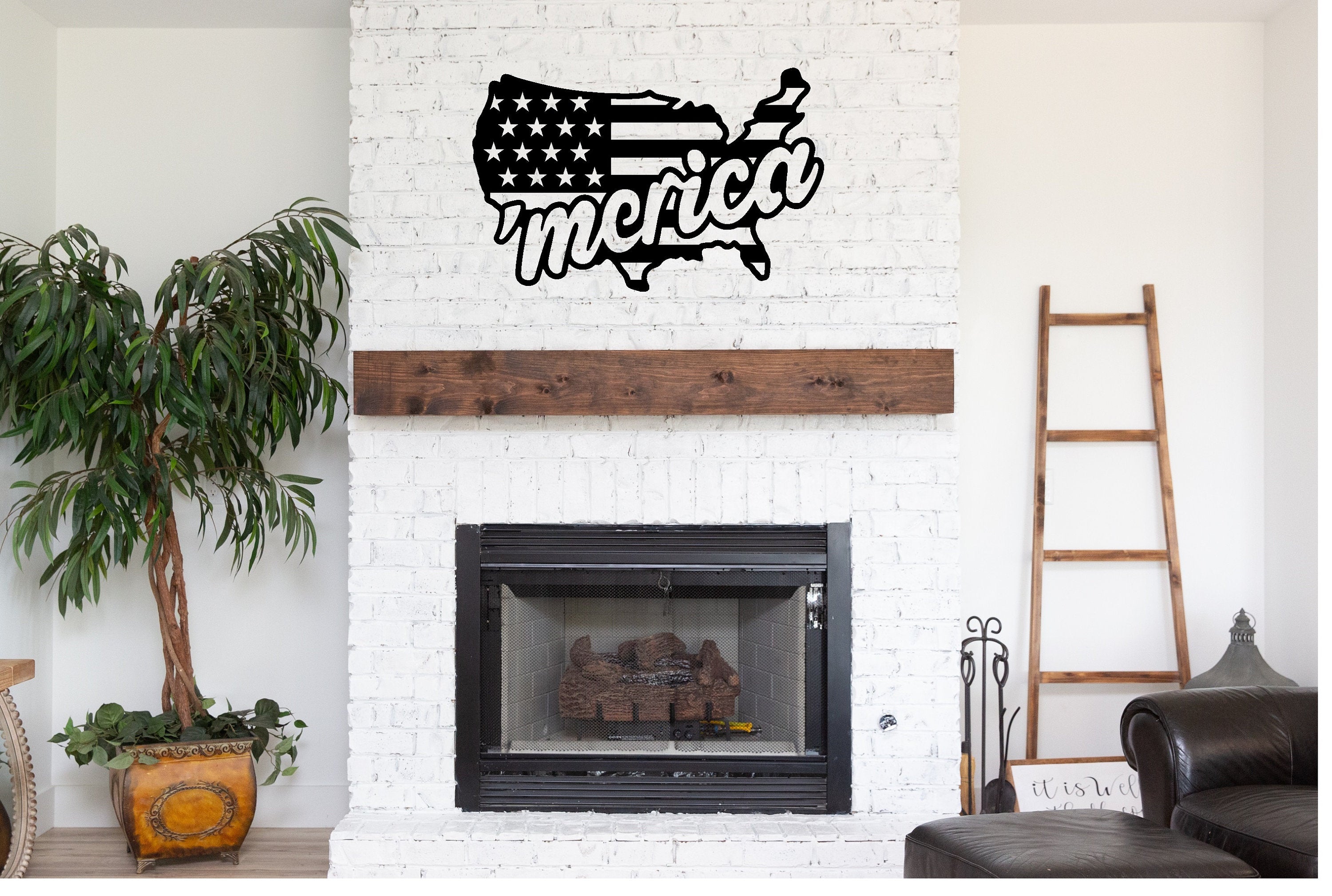 Merica Flag Metal Sign Cutout, Cut Metal Sign, Wall Metal Art | Nalaprint