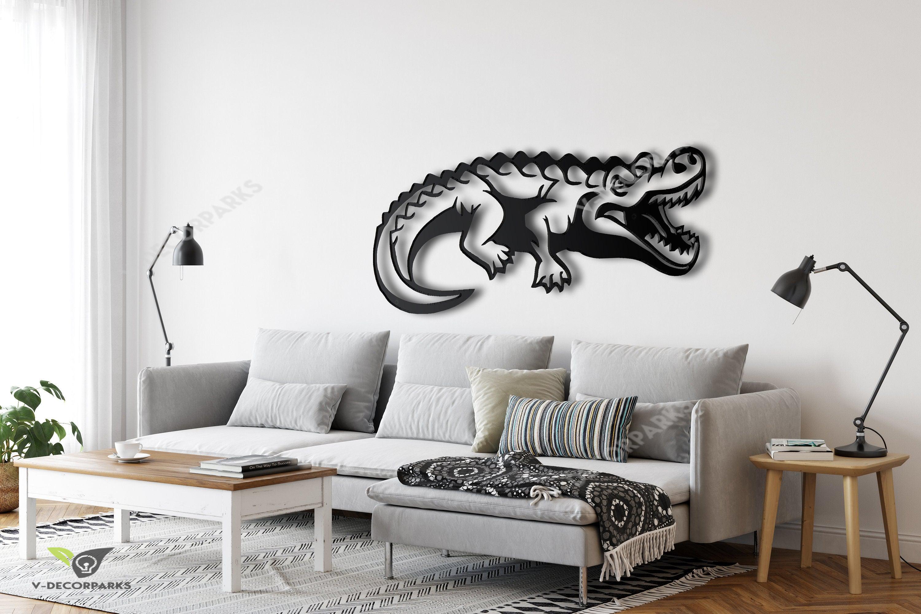 Metal Crocodile Wall Art, Metal Wall Decor, Animal Art, Wall Hanging ...