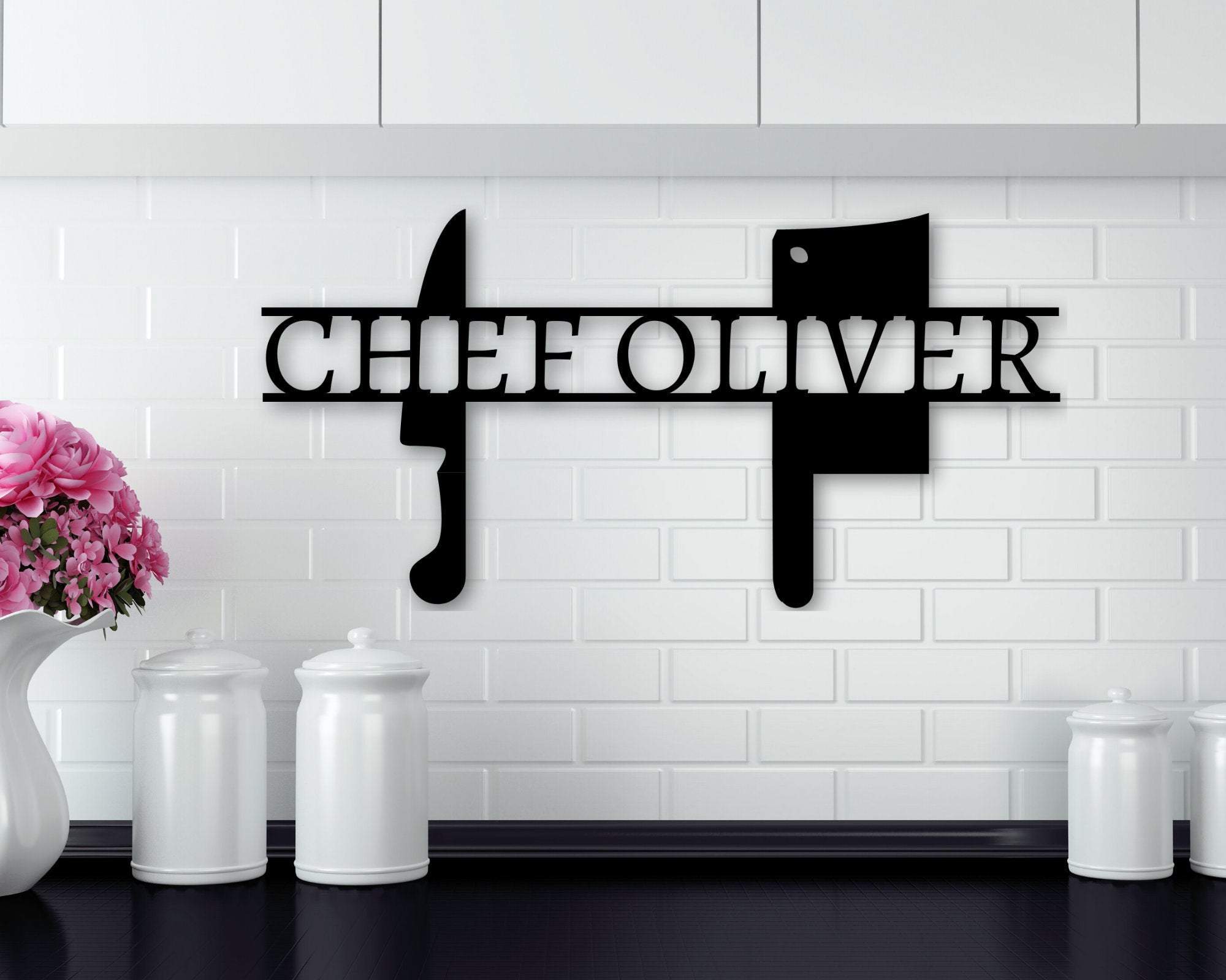 Custom Chef Sign, Chef Metal Sign, Metal Art, Cooking Decor, Restaurant ...