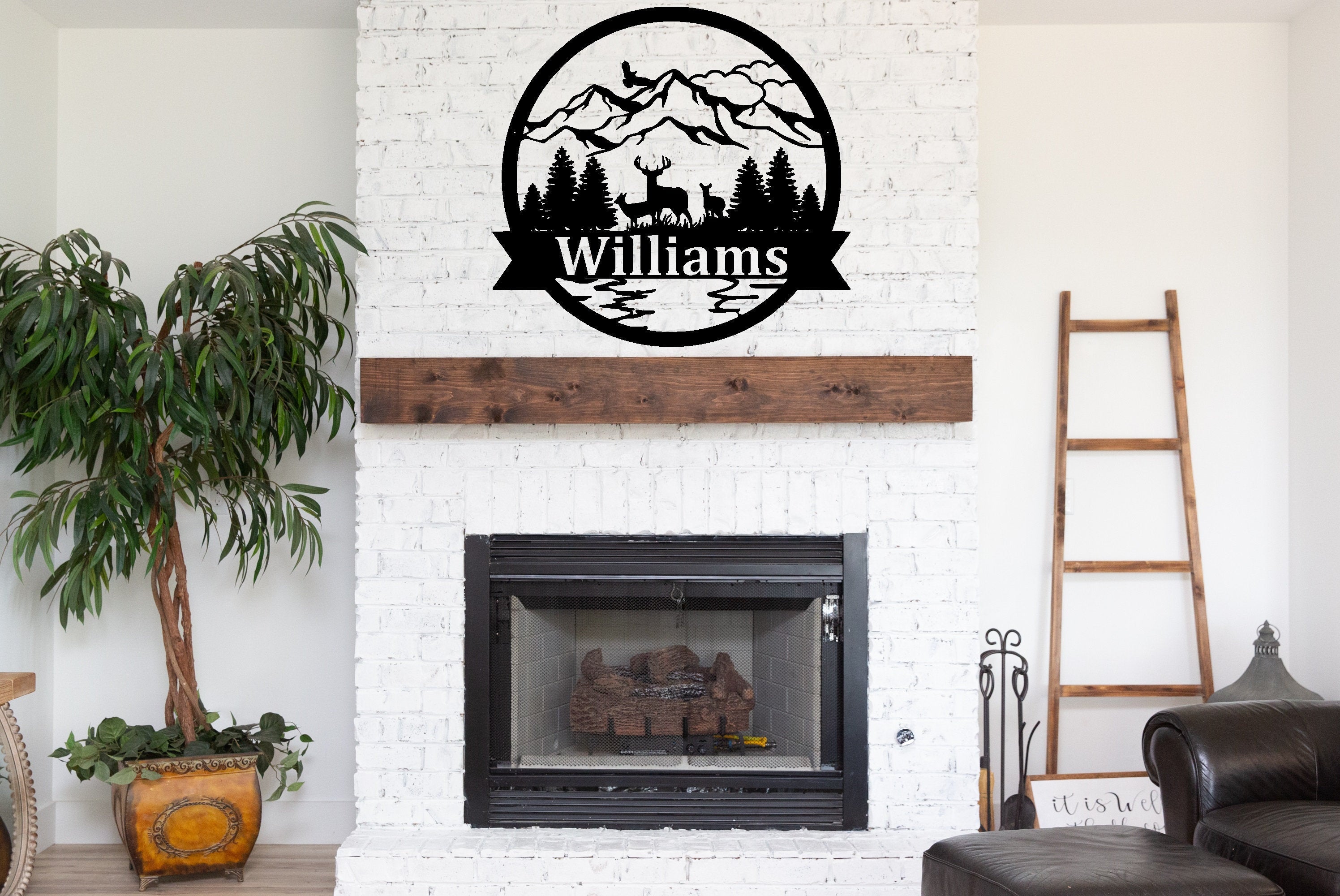 Personalized Deer Scene Monogram, Cut Metal Sign, Wall Metal Art ...