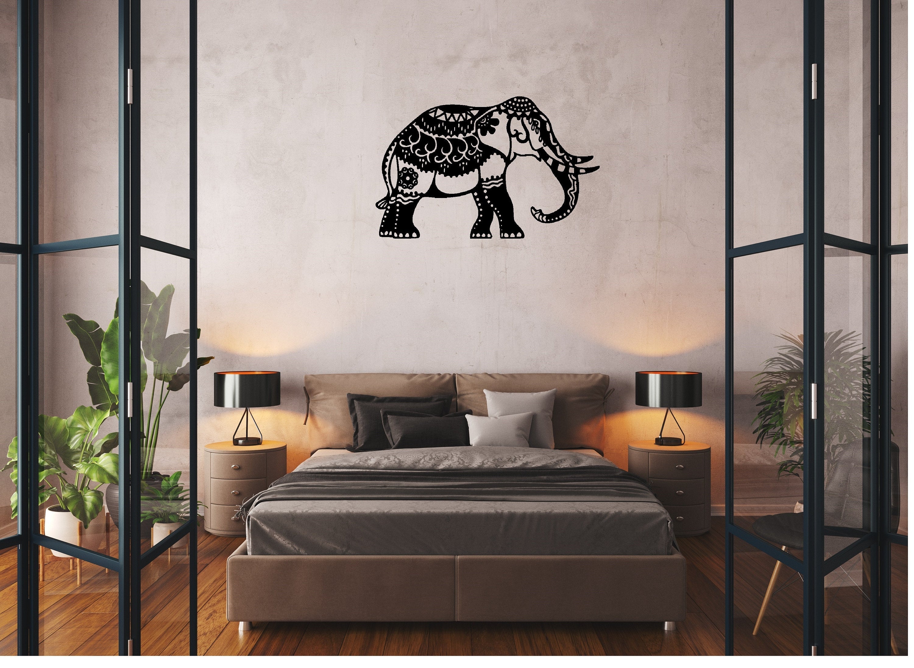 Ornamental Elephant Metal Sign Cutout, Cut Metal Sign, Wall Metal Art ...