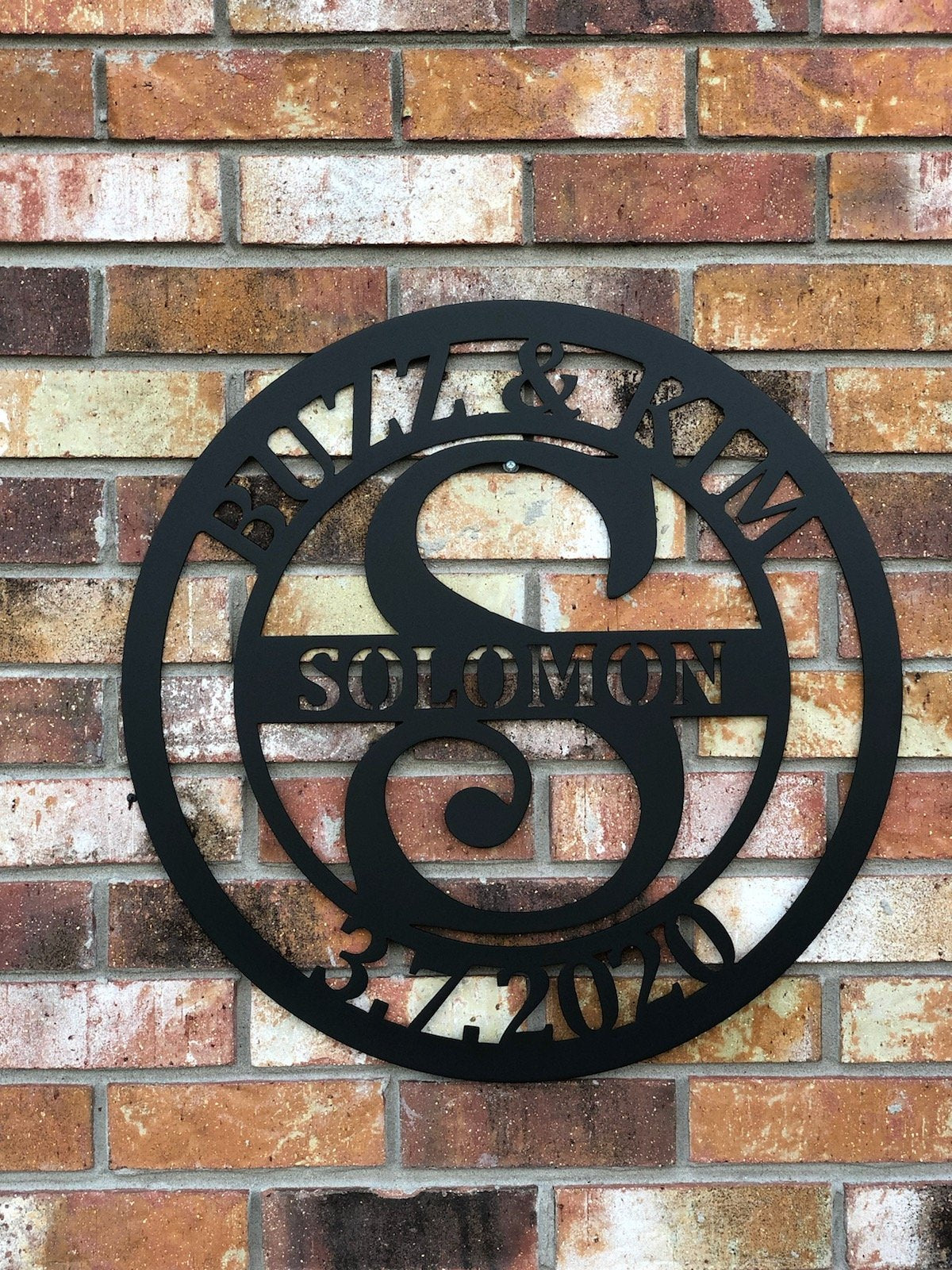 Circle Script Monogram With Est. Date Cut Metal Sign, Wall Decor Metal ...