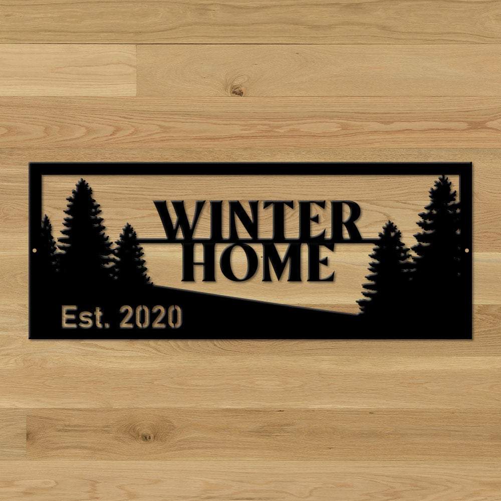 Winter Tree Sign, Tree Sign, Metal Tree Sign, Home Sign, Established ...