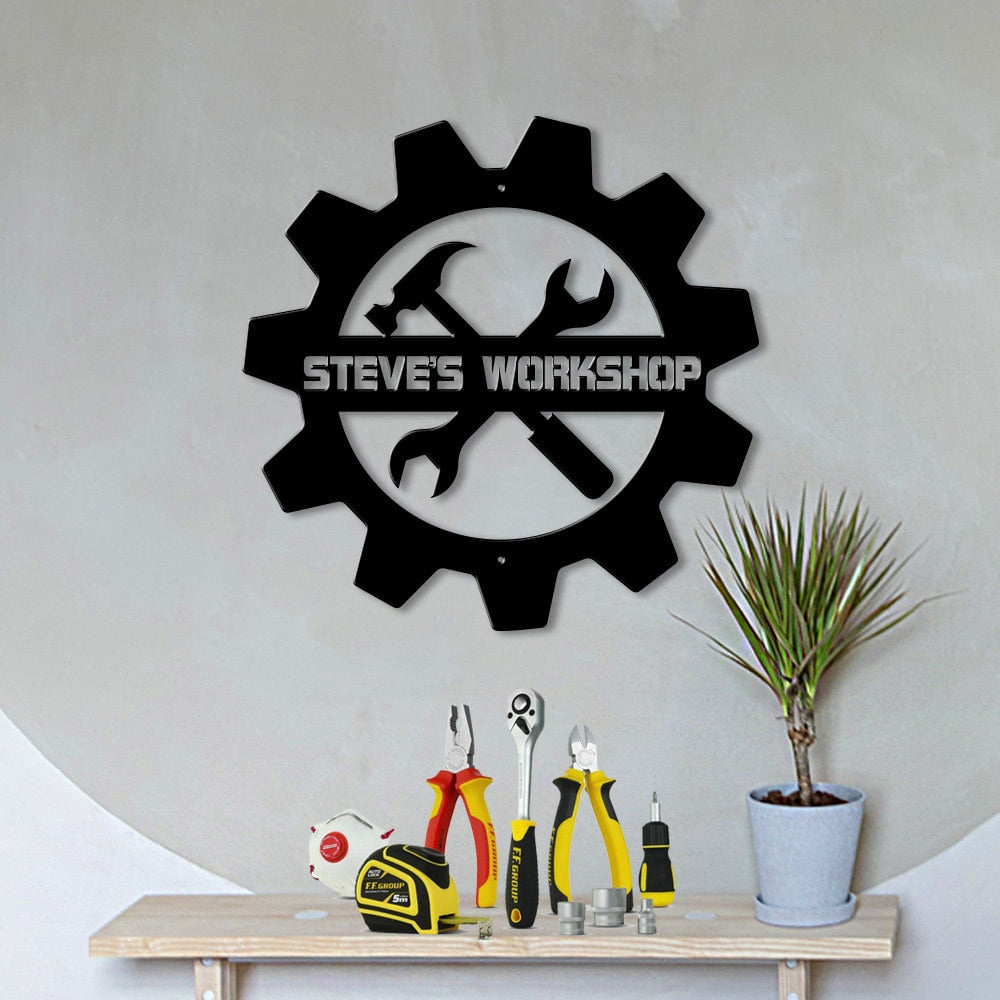 Personalized Woodshop, Workshop Metal Wall Art Sign, Work Shop Metal ...