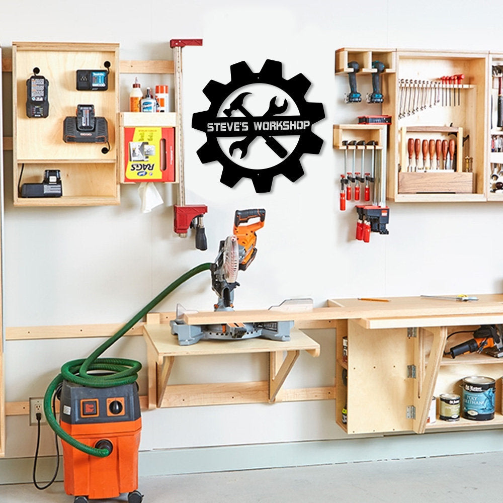 Personalized Woodshop, Workshop Metal Wall Art Sign, Work Shop Metal ...