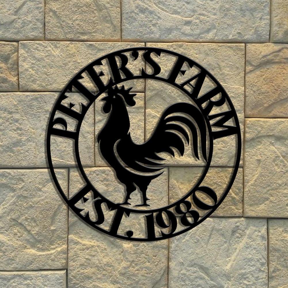 Rooster Farm Theme Sign Wall Art, Metal Sign | Nalaprint