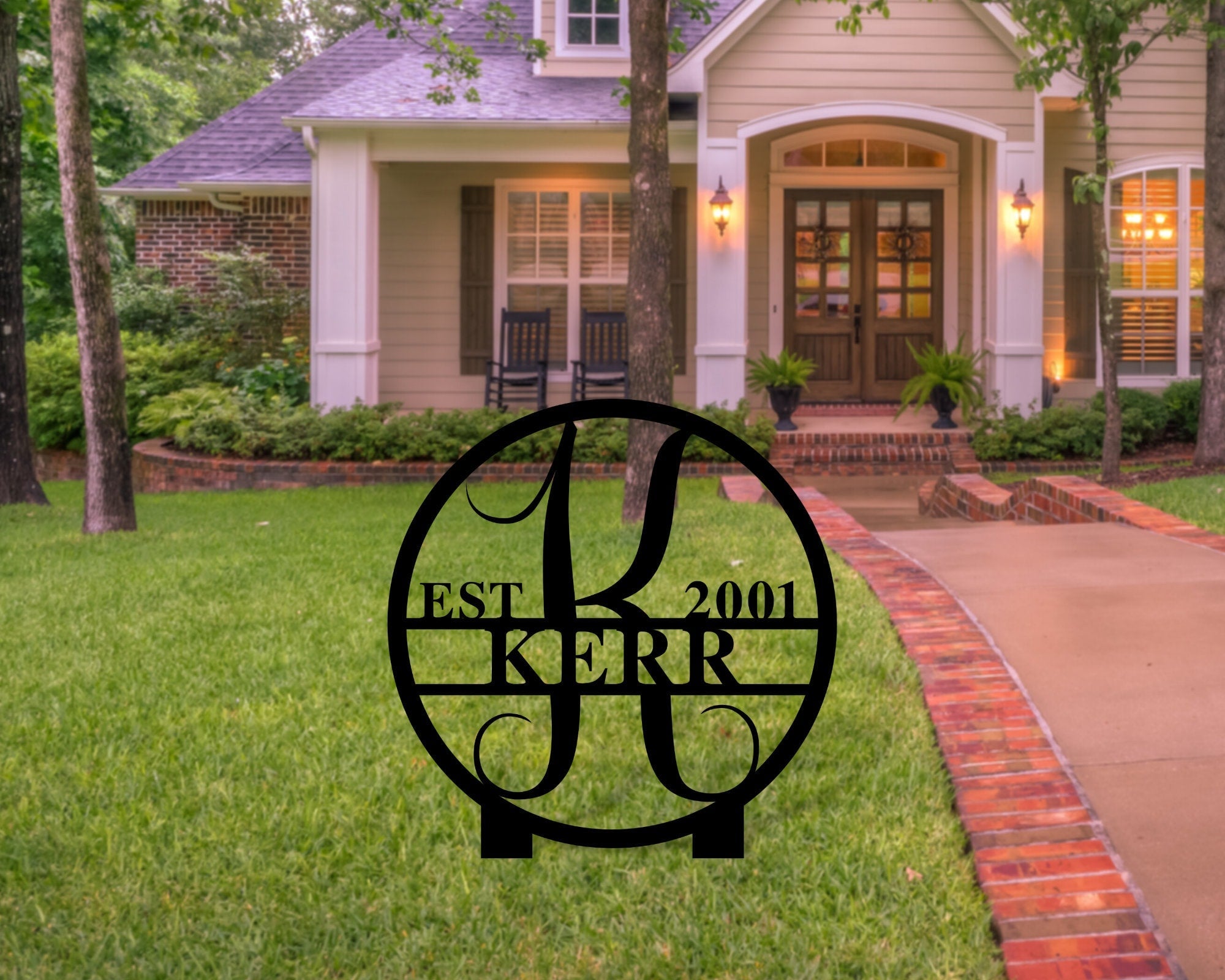 Round Monogram, Monogram Yard Sign, Personalized, Name Yard Sign, Wedding Gift, Personalized ...