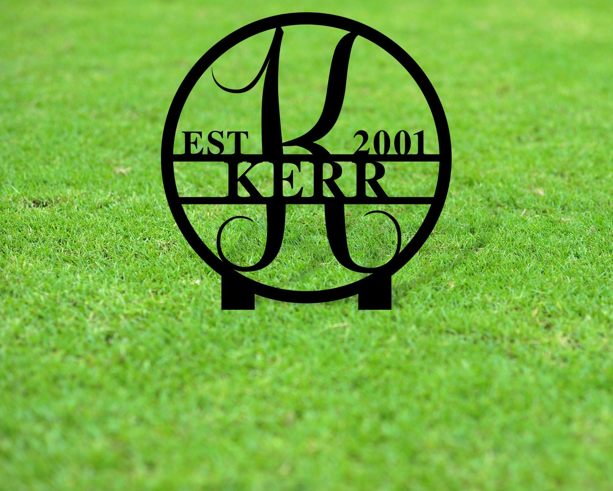 Round Monogram, Monogram Yard Sign, Personalized, Name Yard Sign ...