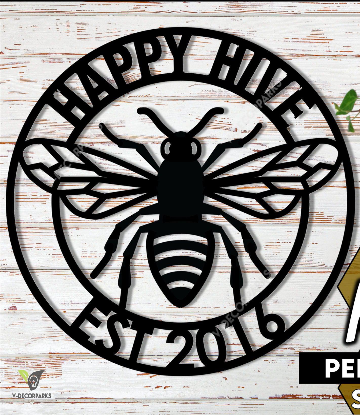 Personalized Bee Steel Sign, Bee Established Date Cut Metal Sign, Bee ...