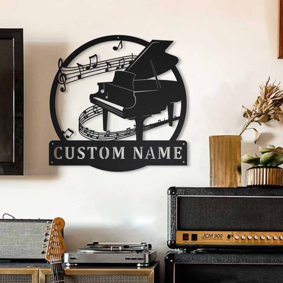 Custom Name Piano Monogram Metal Sign Art, Piano Monogram Metal Sign ...