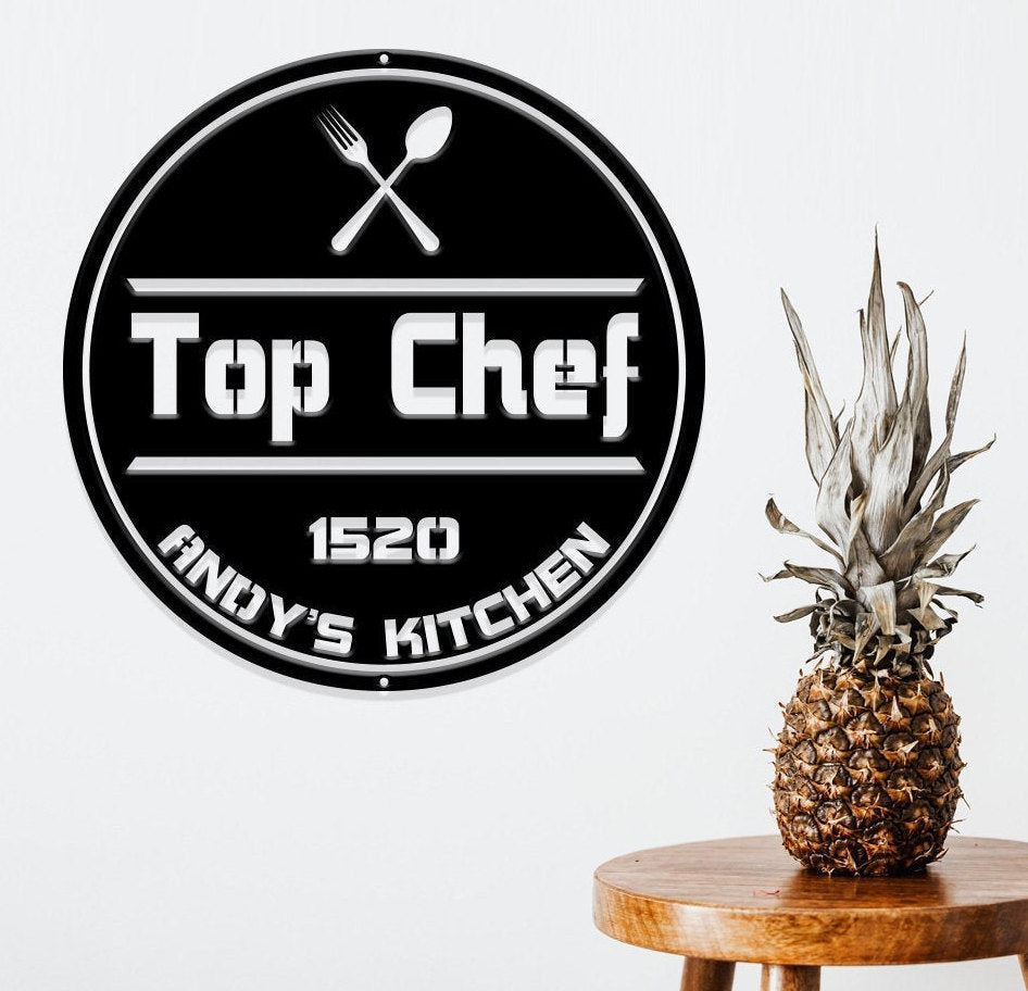 Top Chef Sign, Personalized Kitchen Sign, Kitchen Wall Sign, Kitchen ...