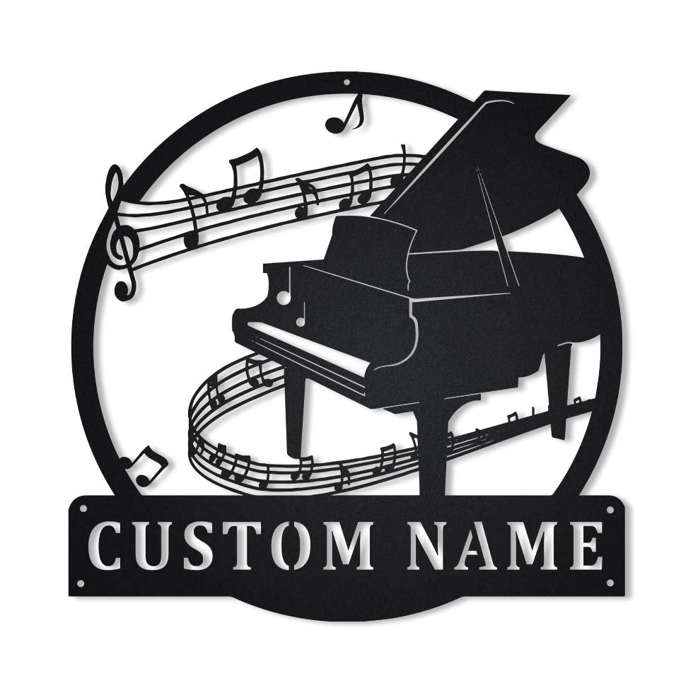 Custom Name Piano Monogram Metal Sign Art, Piano Monogram Metal Sign ...
